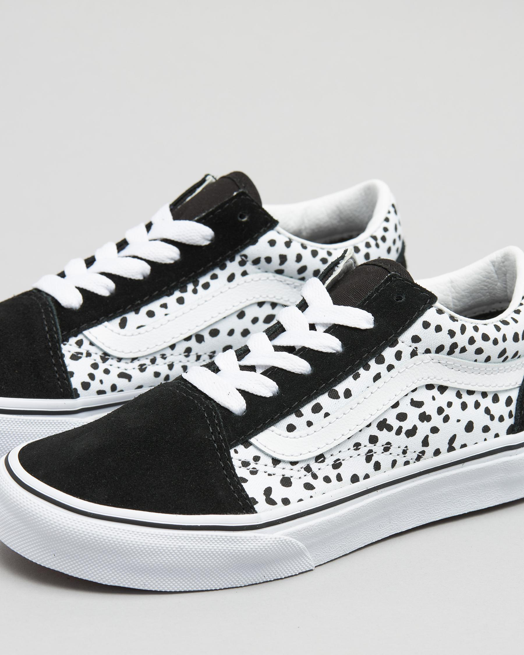 Shop Vans Girls' Old Skool Shoes In Dalmatian Black/true White - Fast ...