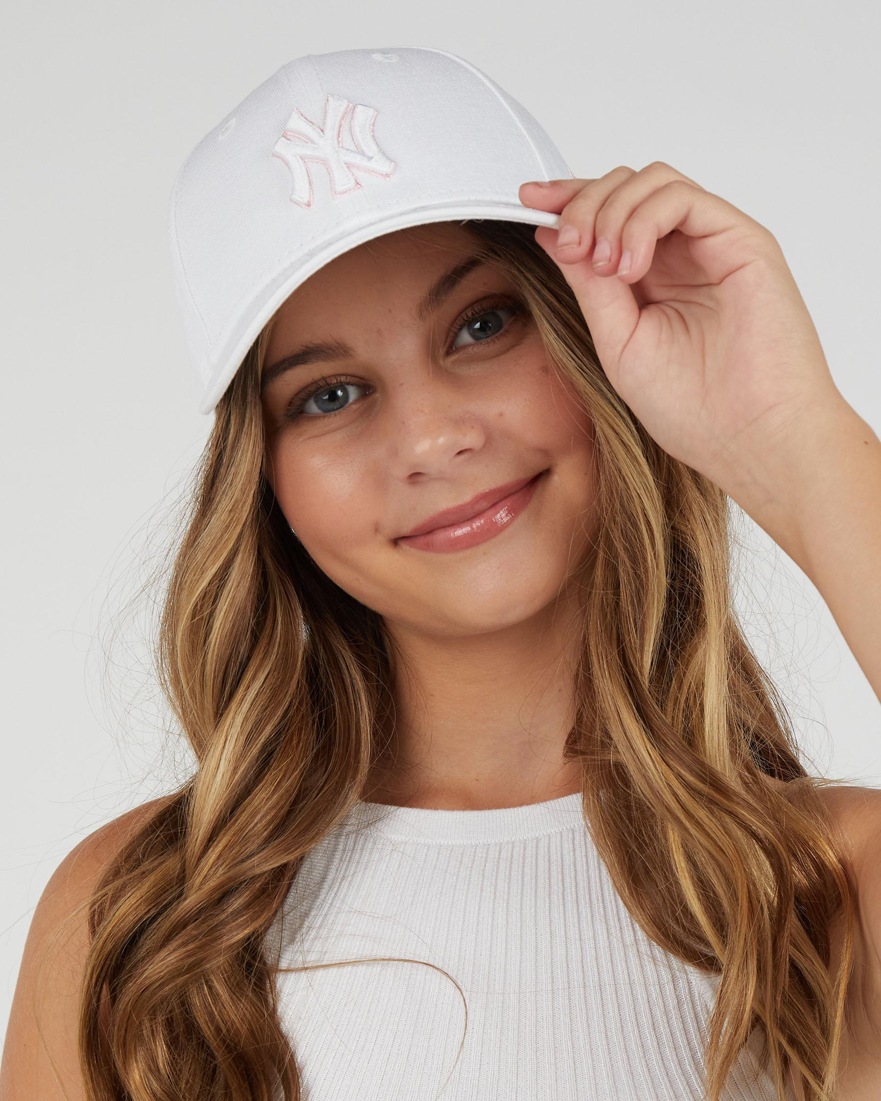 Shop New Era Girls' NY Yankees Cap In White/ Metallic Silver - Fast ...
