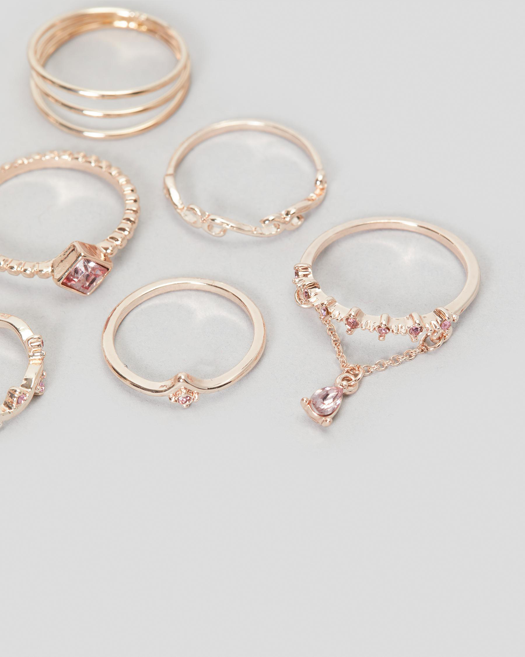 Shop Karyn In LA Vaeda Ring Pack In Light Rose Gold/pink - Fast ...