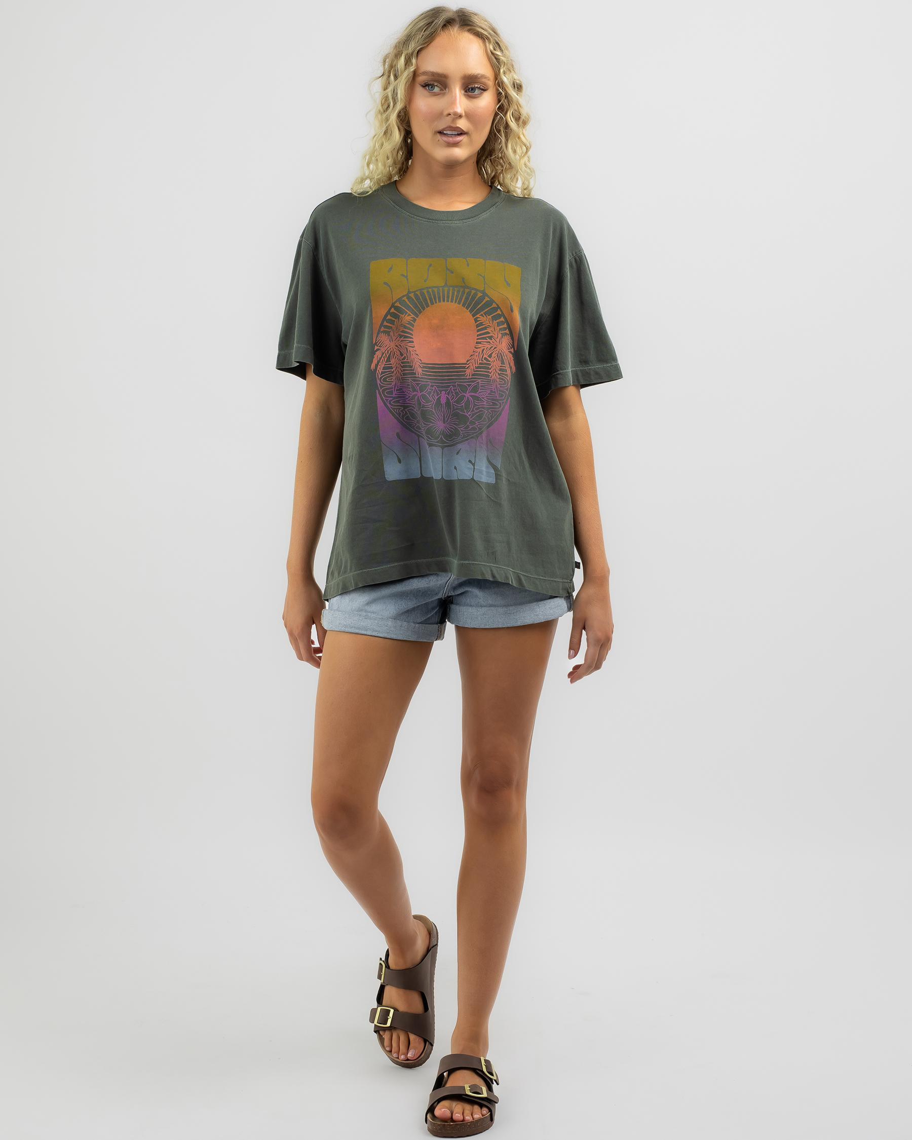 Shop Roxy Back To Land II T-Shirt In Anthracite - Fast Shipping & Easy ...
