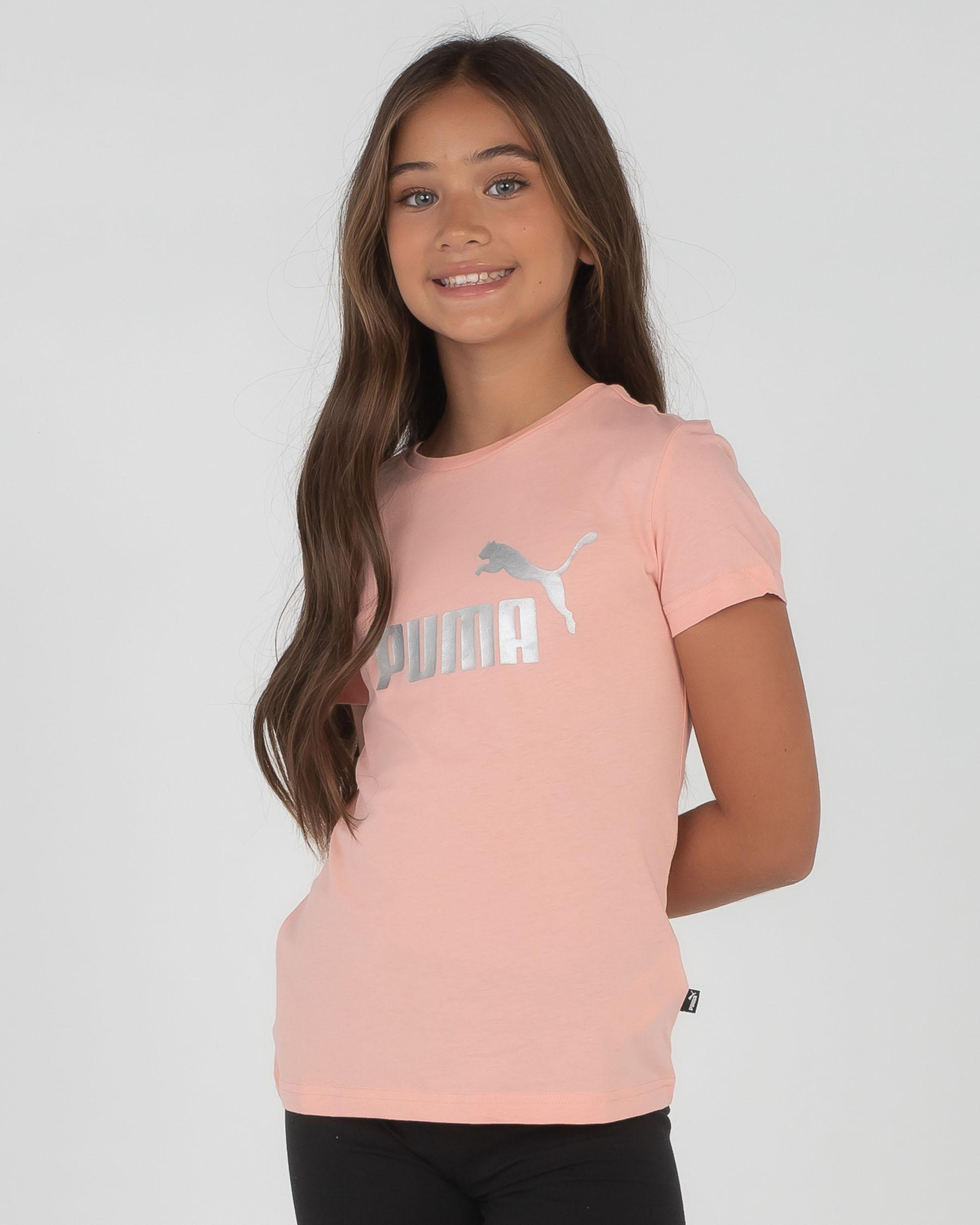 Shop Puma Girls' Essential T-Shirt In Apricot Blush - Fast Shipping ...