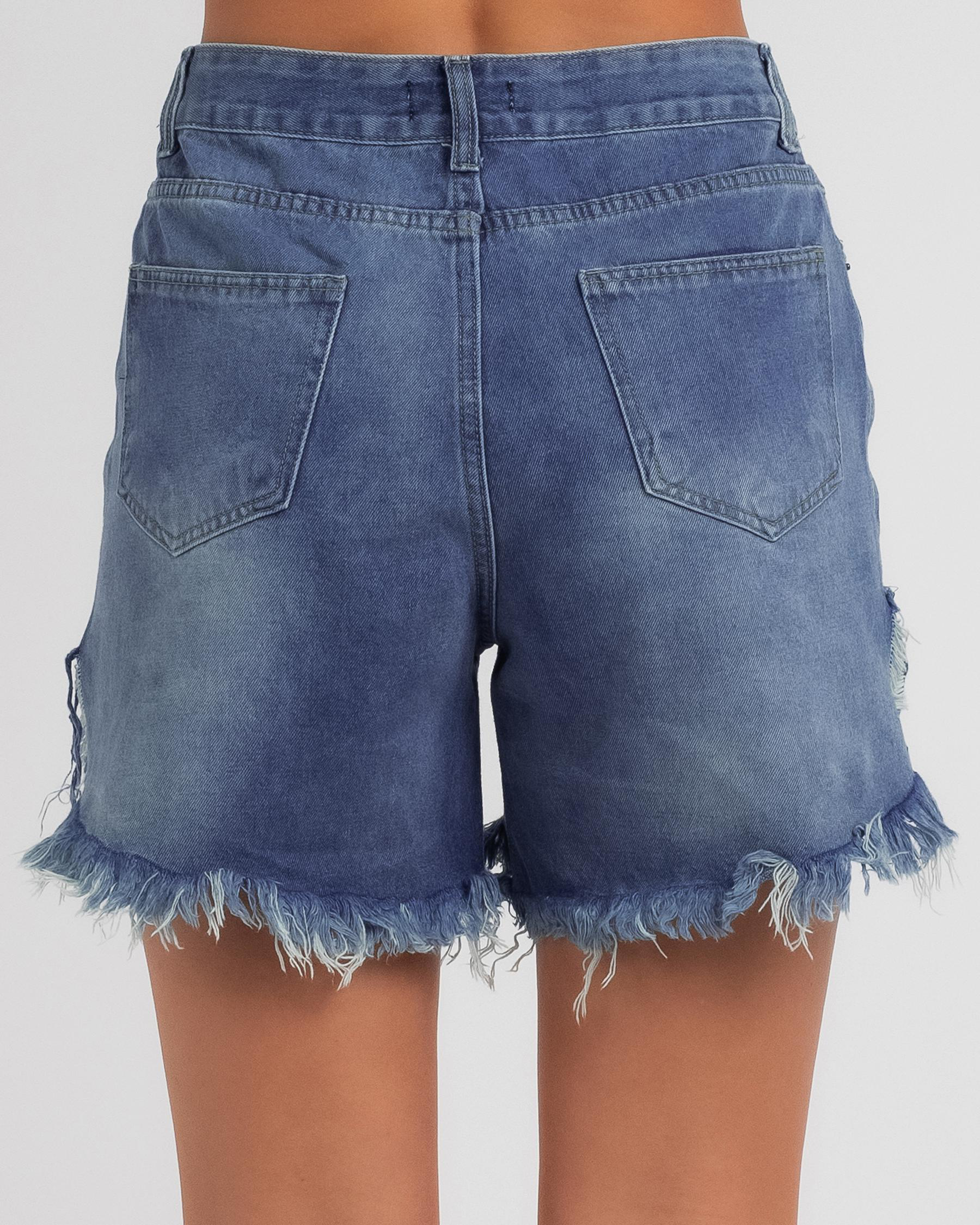 Shop Paper Heart Cartia Shorts In Mid Blue - Fast Shipping & Easy ...