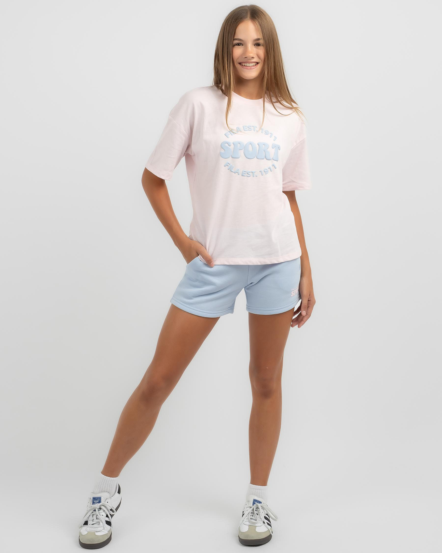 Shop Fila Girls' Luna Shorts In Ice Water - Fast Shipping & Easy ...