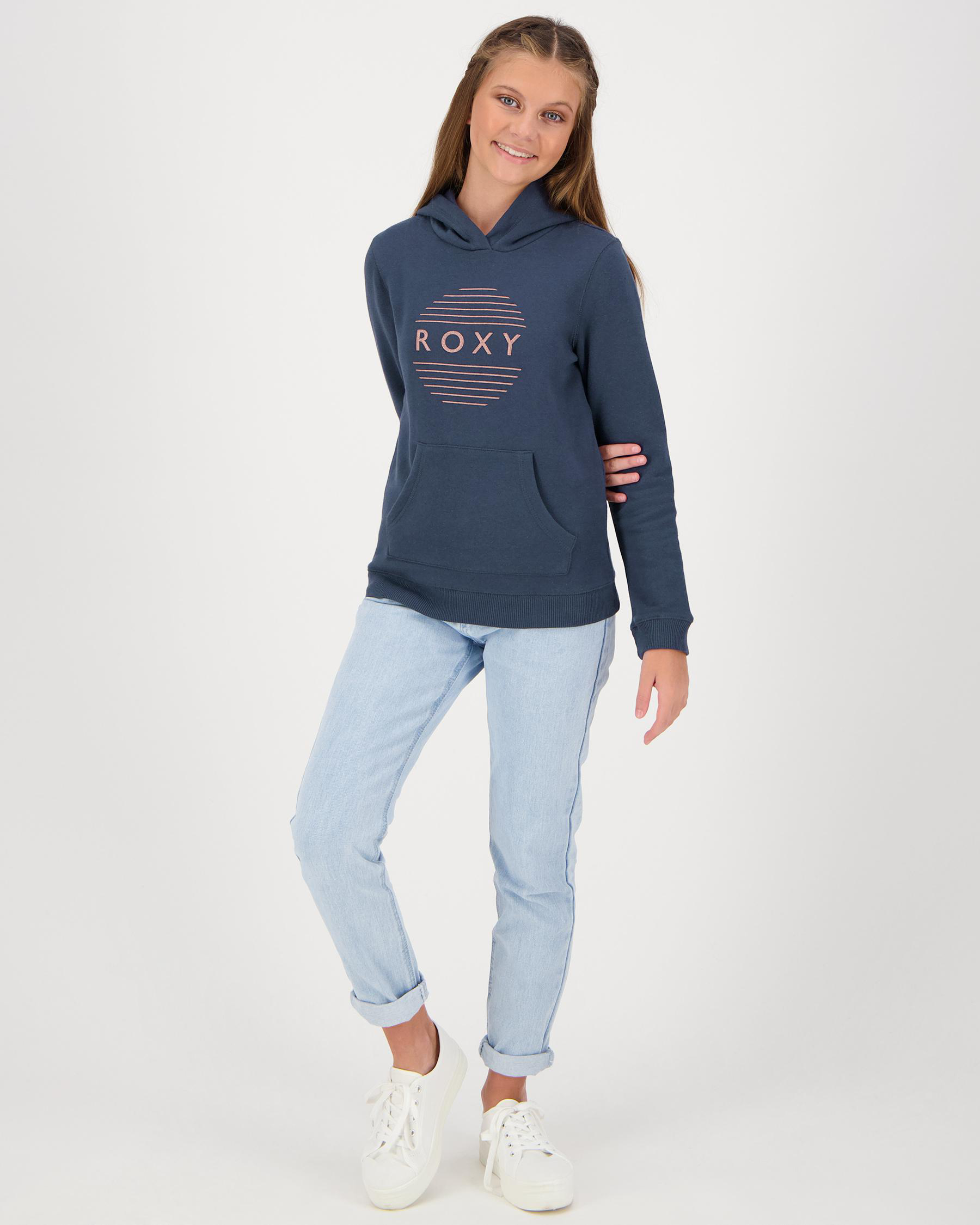 Shop Roxy Girls' Doing Yoga Hoodie In Mood Indigo - Fast Shipping ...