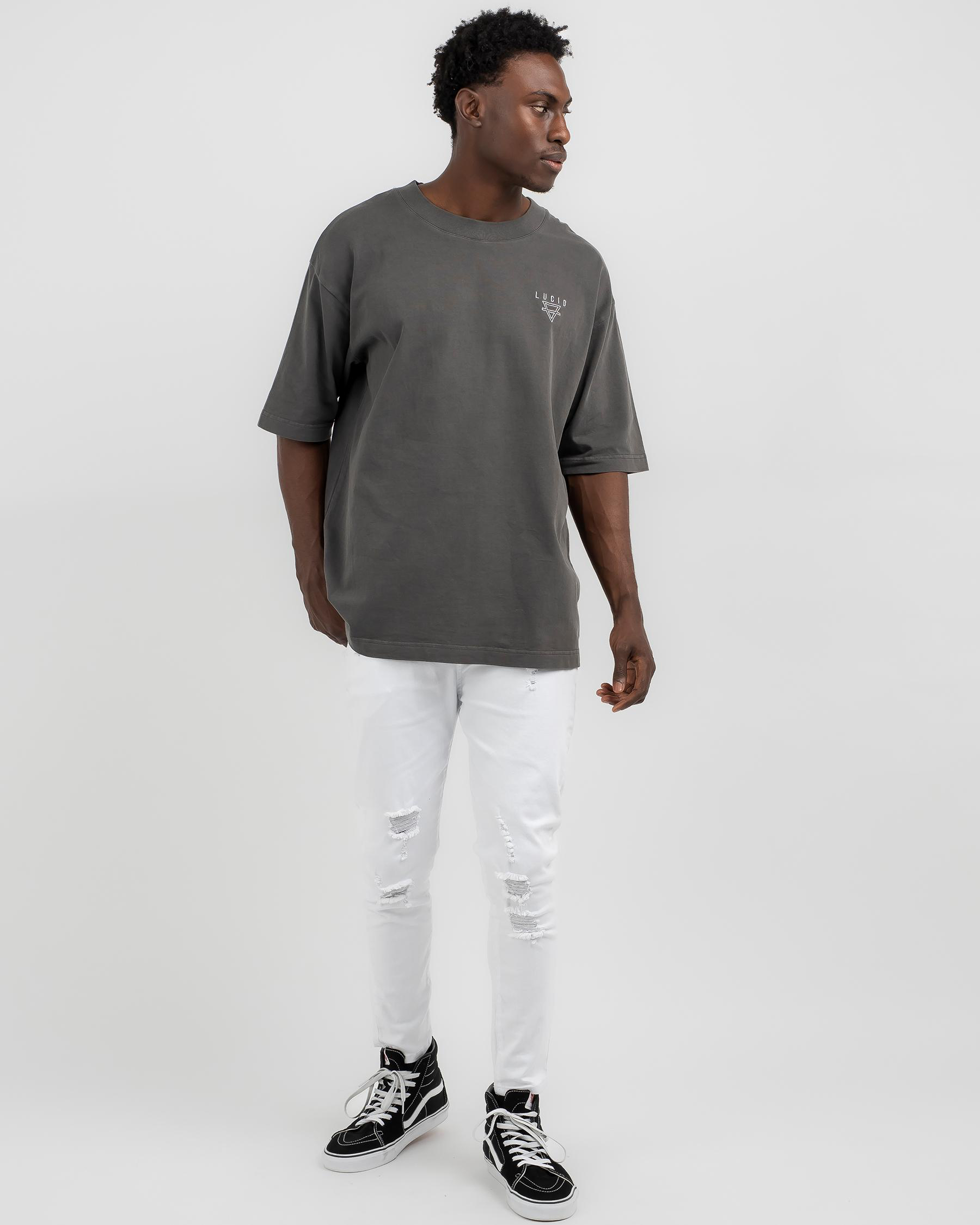 Lucid Framed Box Fit T-Shirt In Washed Black - Fast Shipping & Easy ...