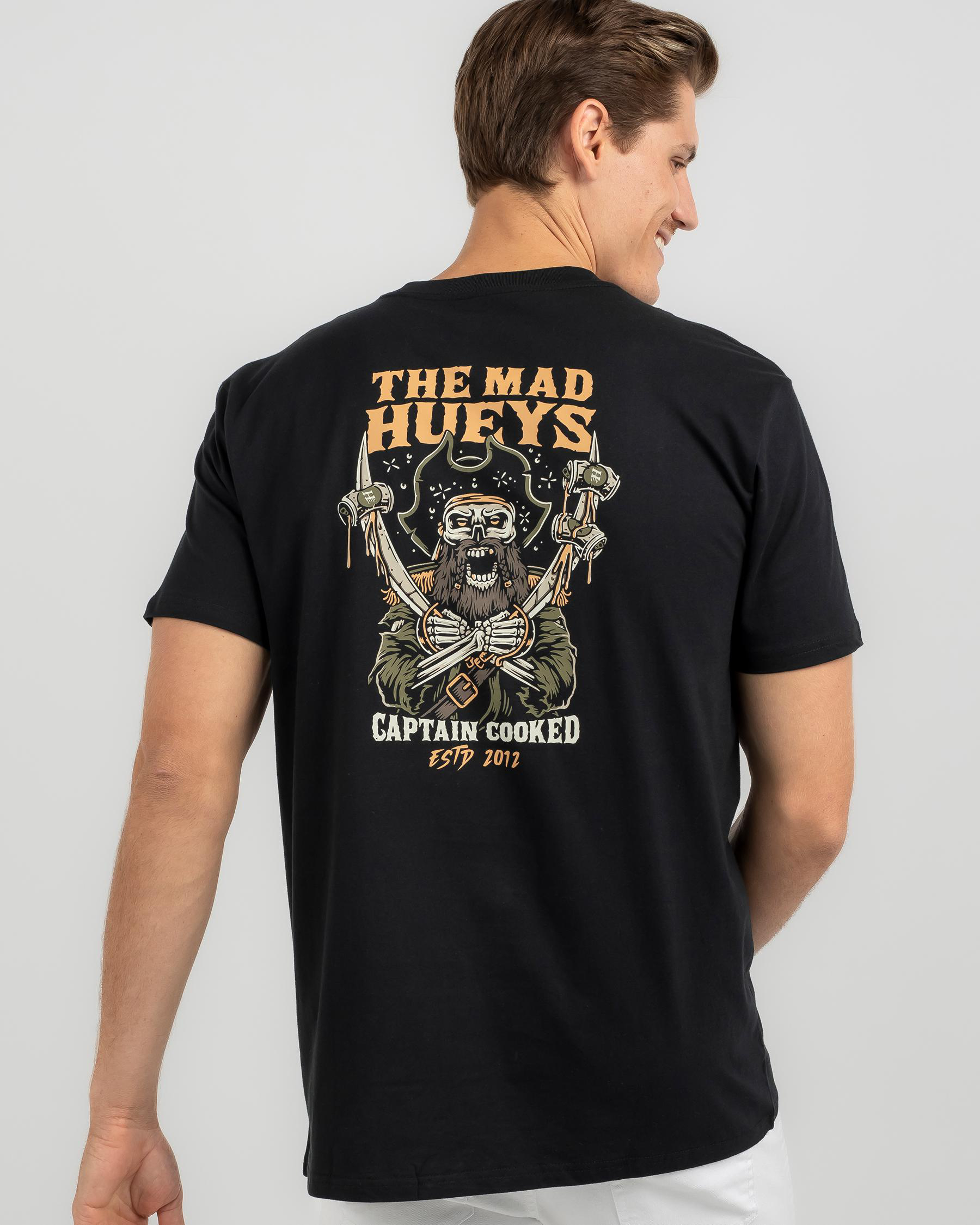 Shop The Mad Hueys Captain Cooked T-Shirt In Black - Fast Shipping ...