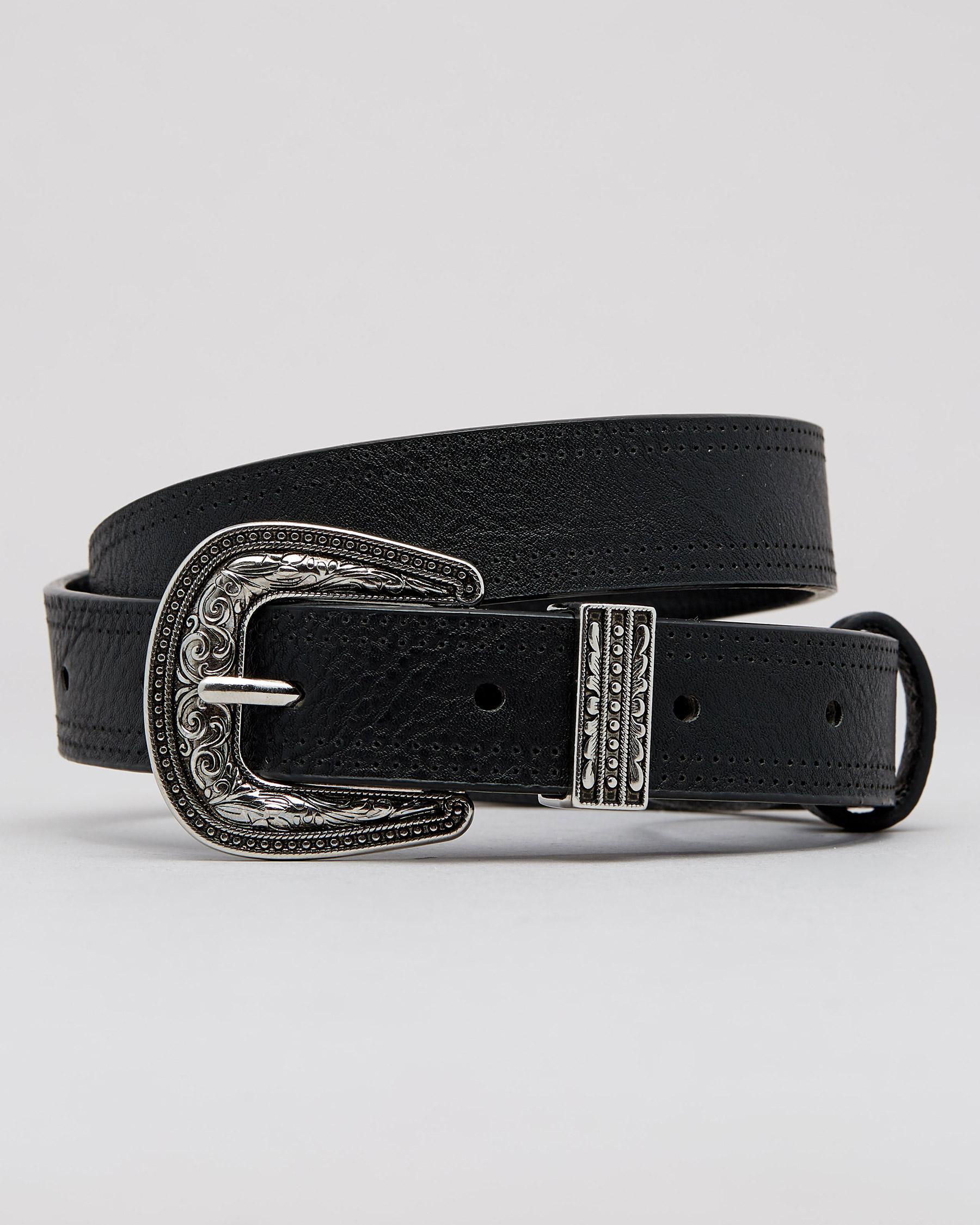 Shop Mooloola Far West Belt In Black/antique Silver - Fast Shipping ...