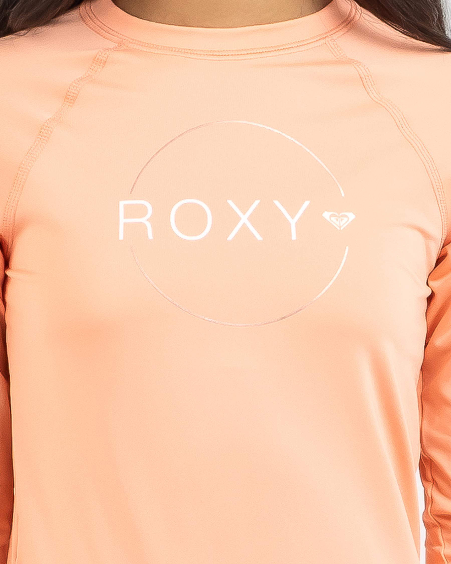 Shop Roxy Girls' Beach Classics Long Sleeve Rash Vest In Papaya Punch ...