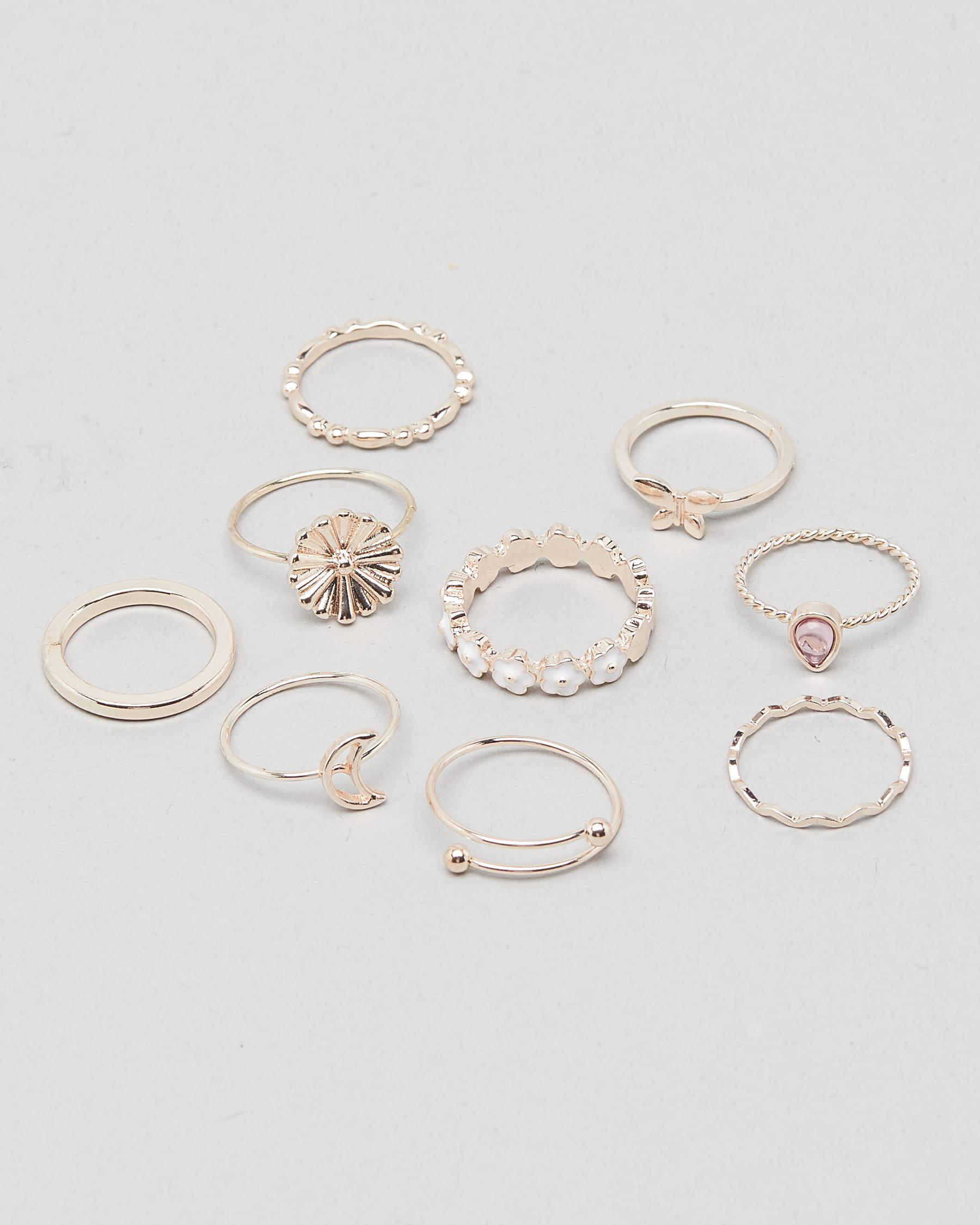 Shop Karyn In LA Jojo Ring Pack In Light Rose Gold/pink - Fast Shipping ...