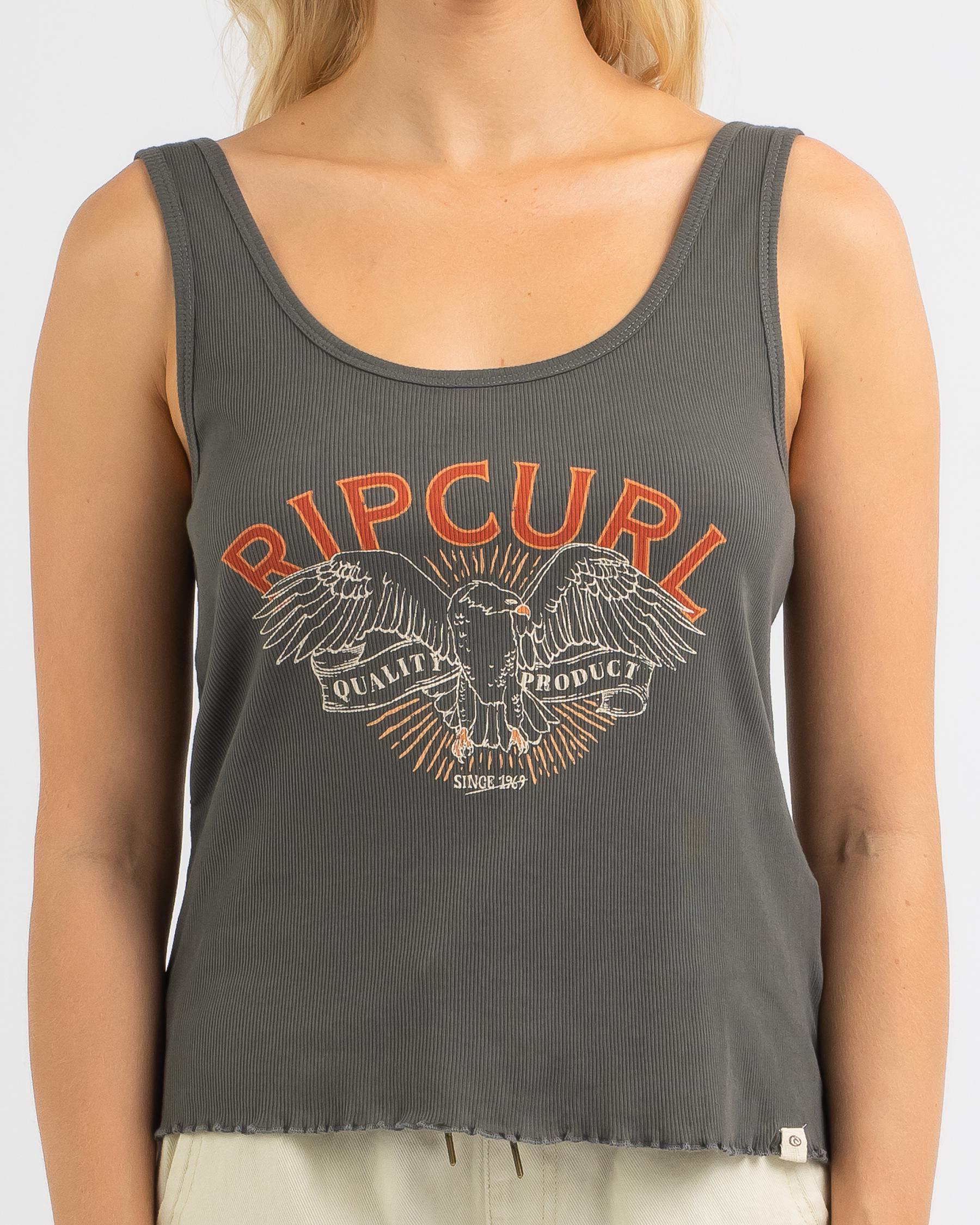 Shop Rip Curl Wanderer Rib Tank Top In Charcoal - Fast Shipping & Easy ...