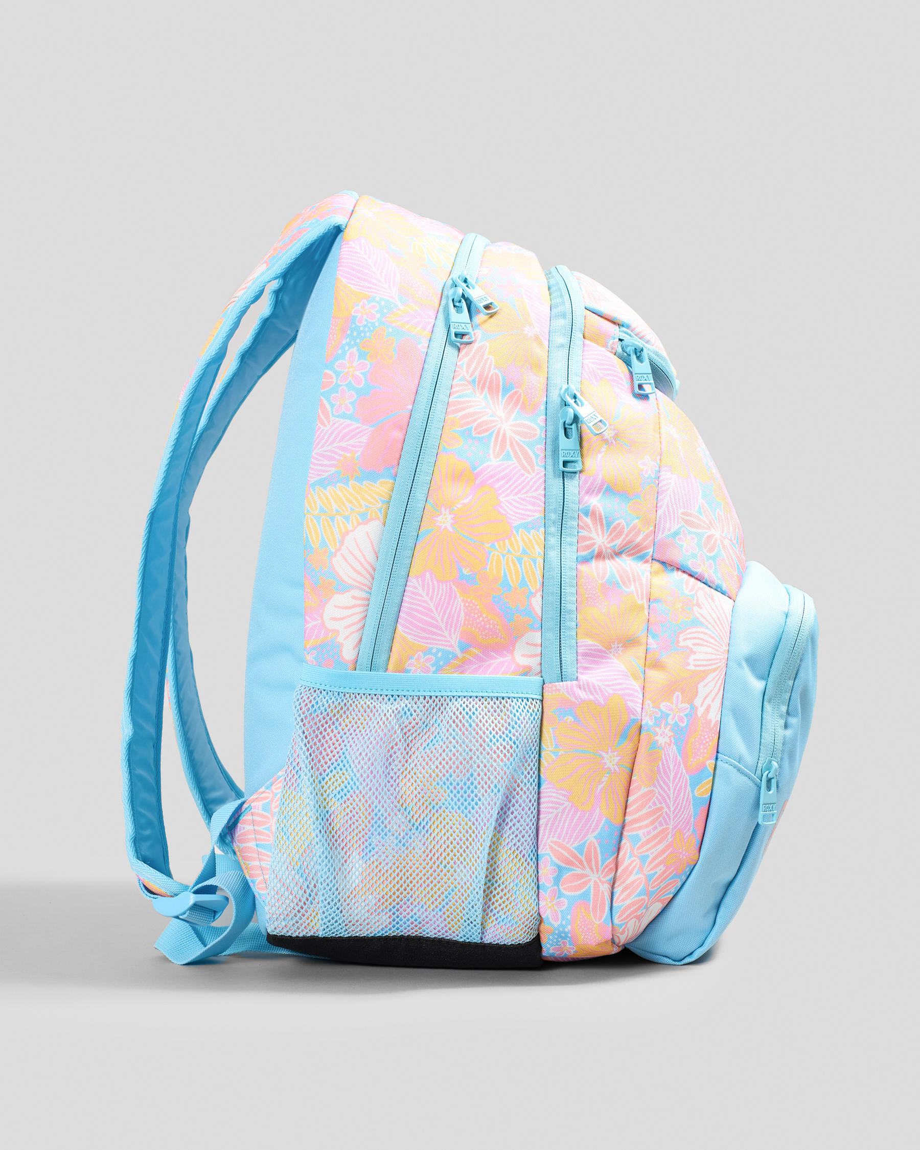 Shop Roxy Shadow Swell Printed Backpack In Anthracite Sunny Floral Swim ...