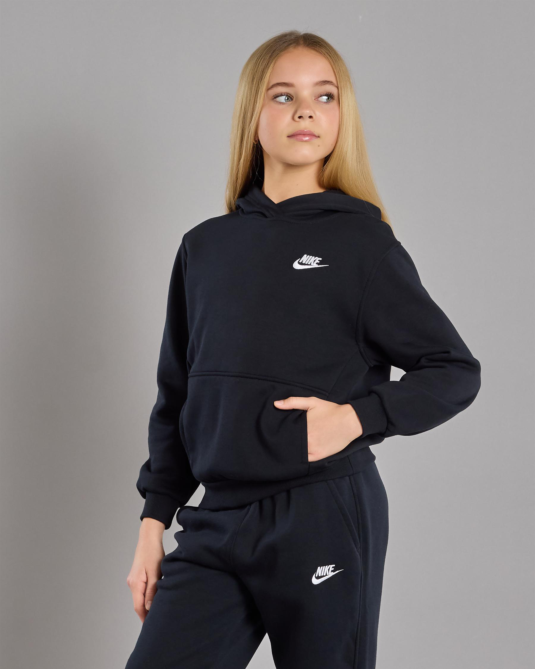 Shop Nike Girls' Club Hoodie In Black/white - Fast Shipping & Easy Returns - City Beach Australia