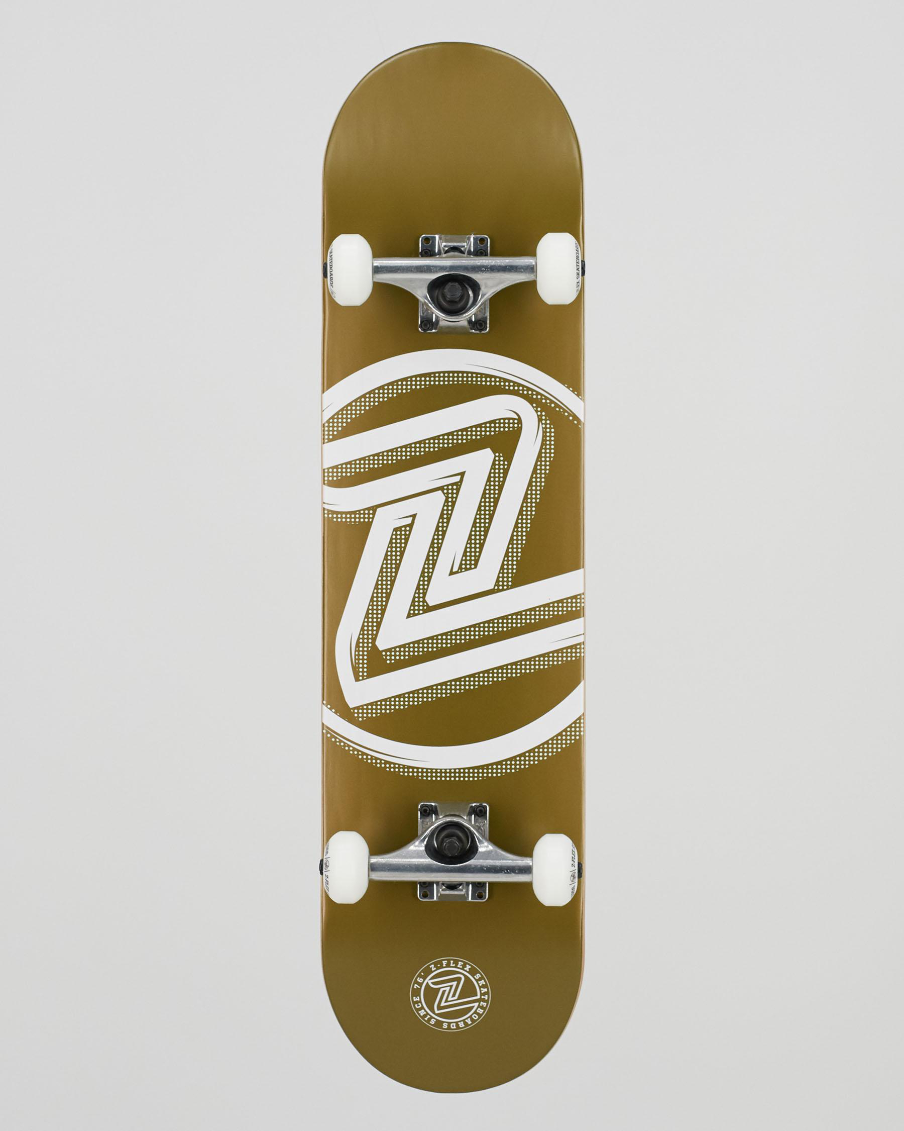 Shop Z-flex Logo Gold 7.8 Skateboard In Gold - Fast Shipping & Easy ...