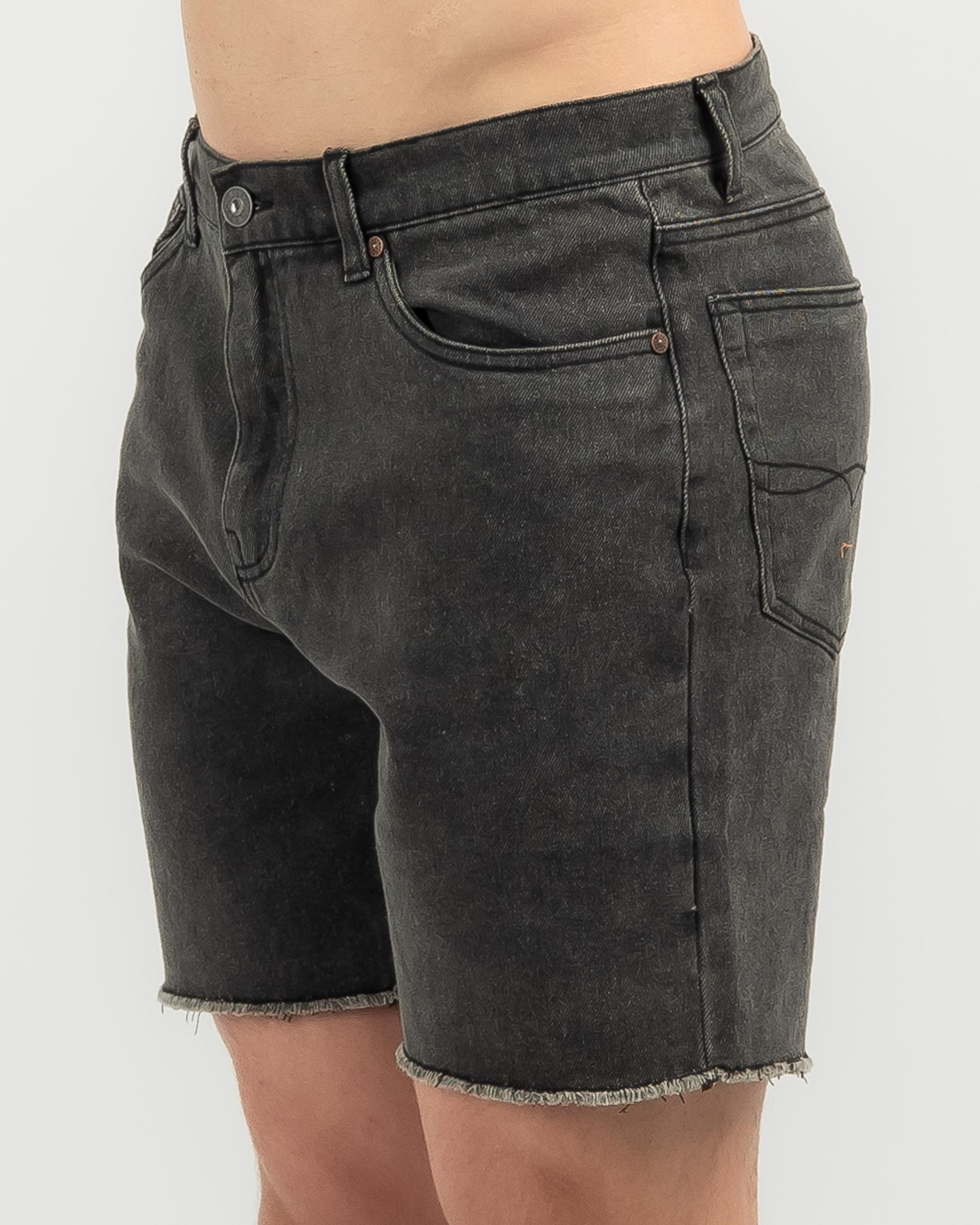 Shop Lucid Vintage Denim Walk Shorts In Washed Black - Fast Shipping ...