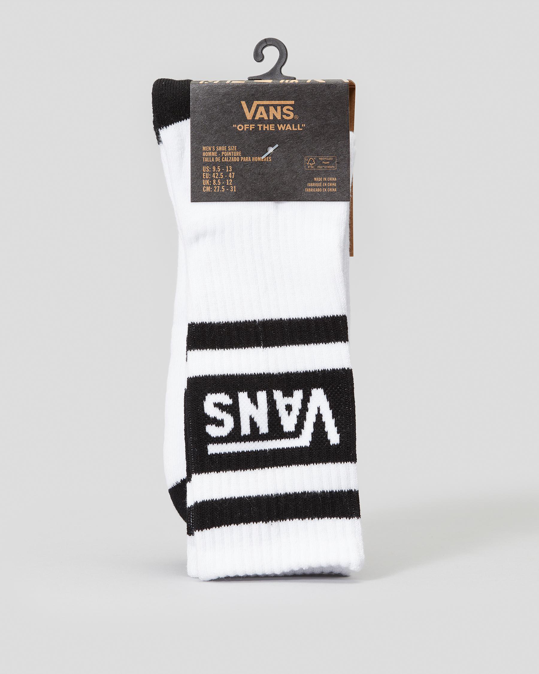 Shop Vans Drop V Crew Socks In White/black - Fast Shipping & Easy ...