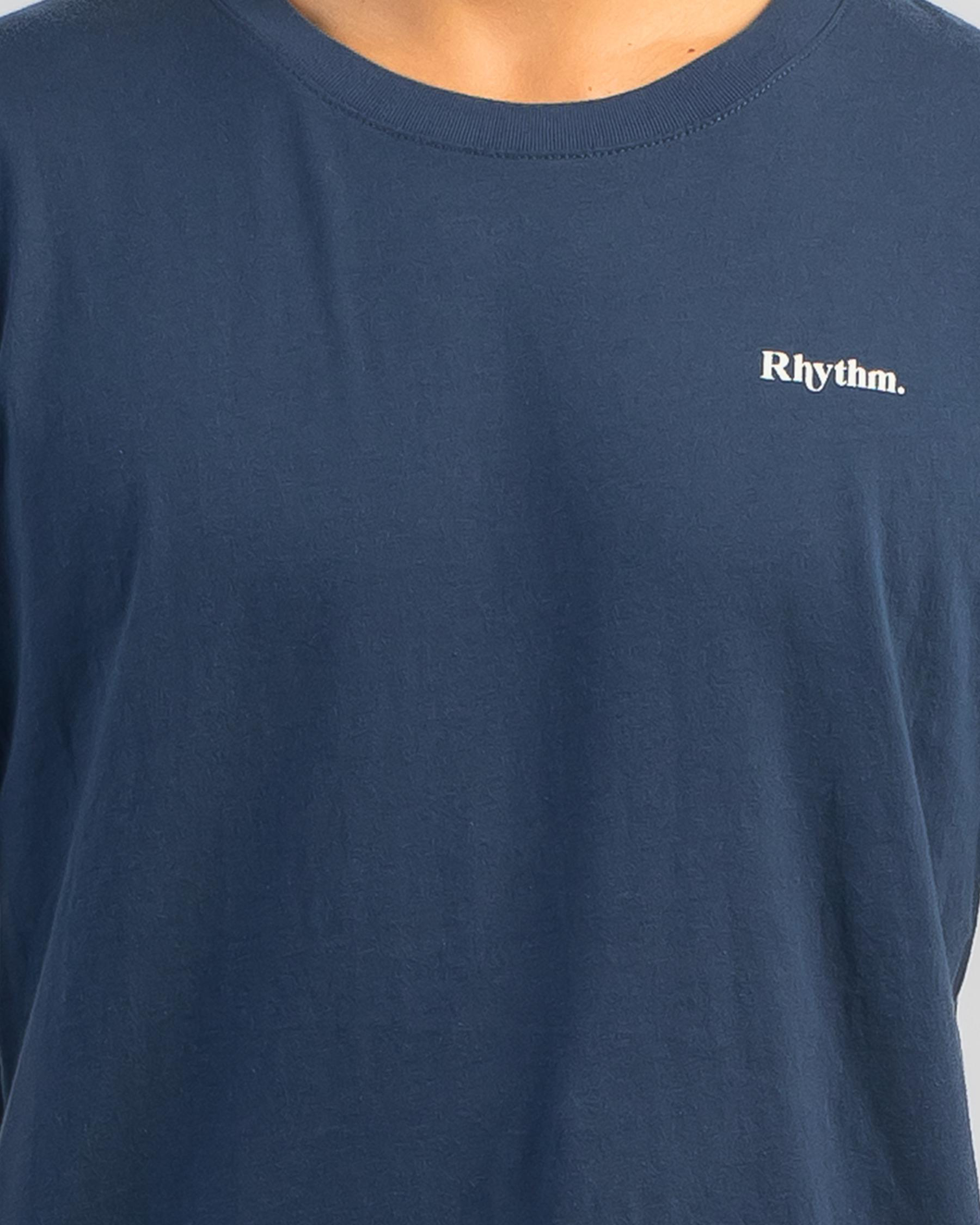 Shop Rhythm Classic Brand T-Shirt In Worn Navy - Fast Shipping & Easy ...