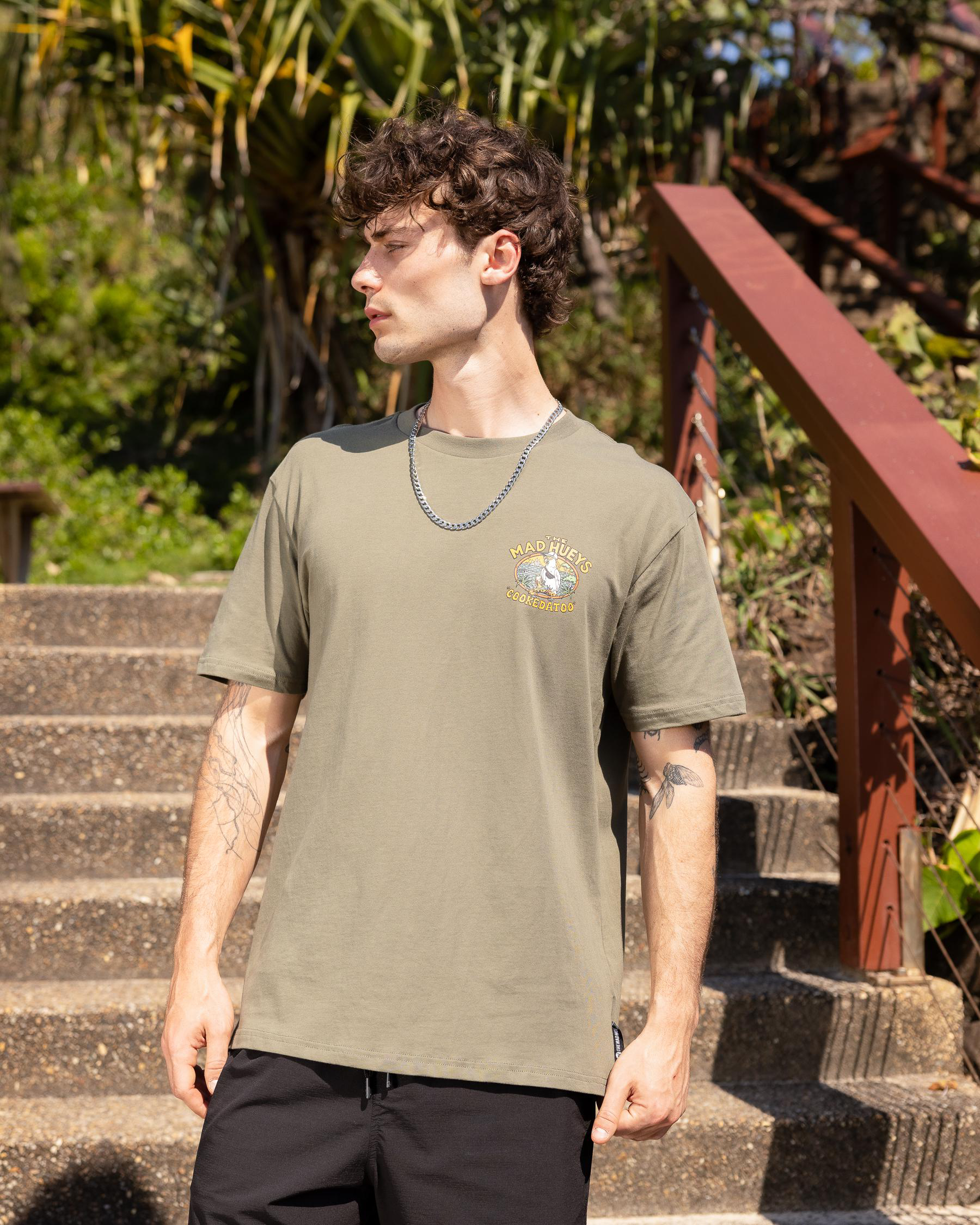 Shop The Mad Hueys Cookedatoo Eshay T-Shirt In Olive - Fast Shipping ...