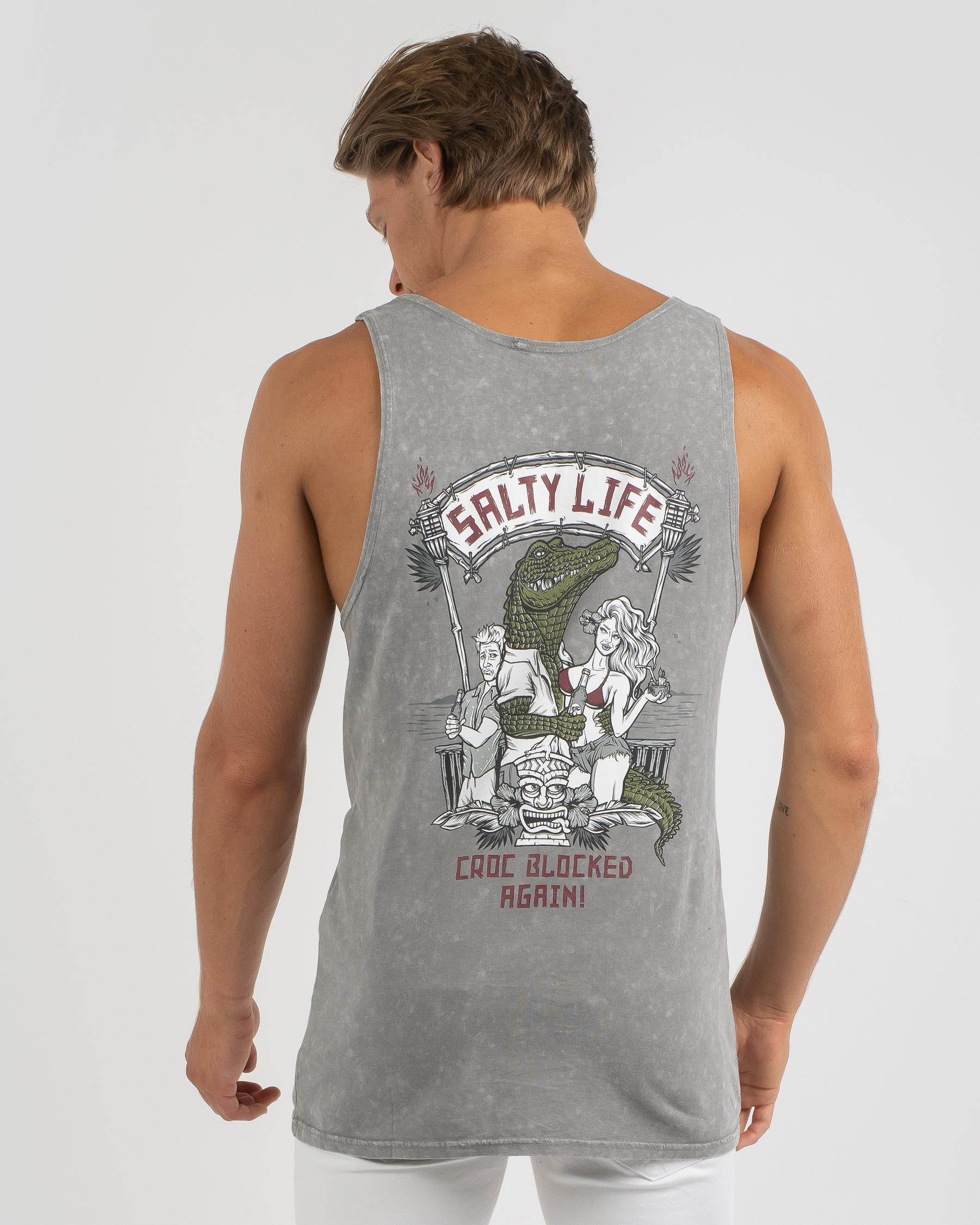 Shop Salty Life Croc Block Singlet In Lt Grey Acid - Fast Shipping ...