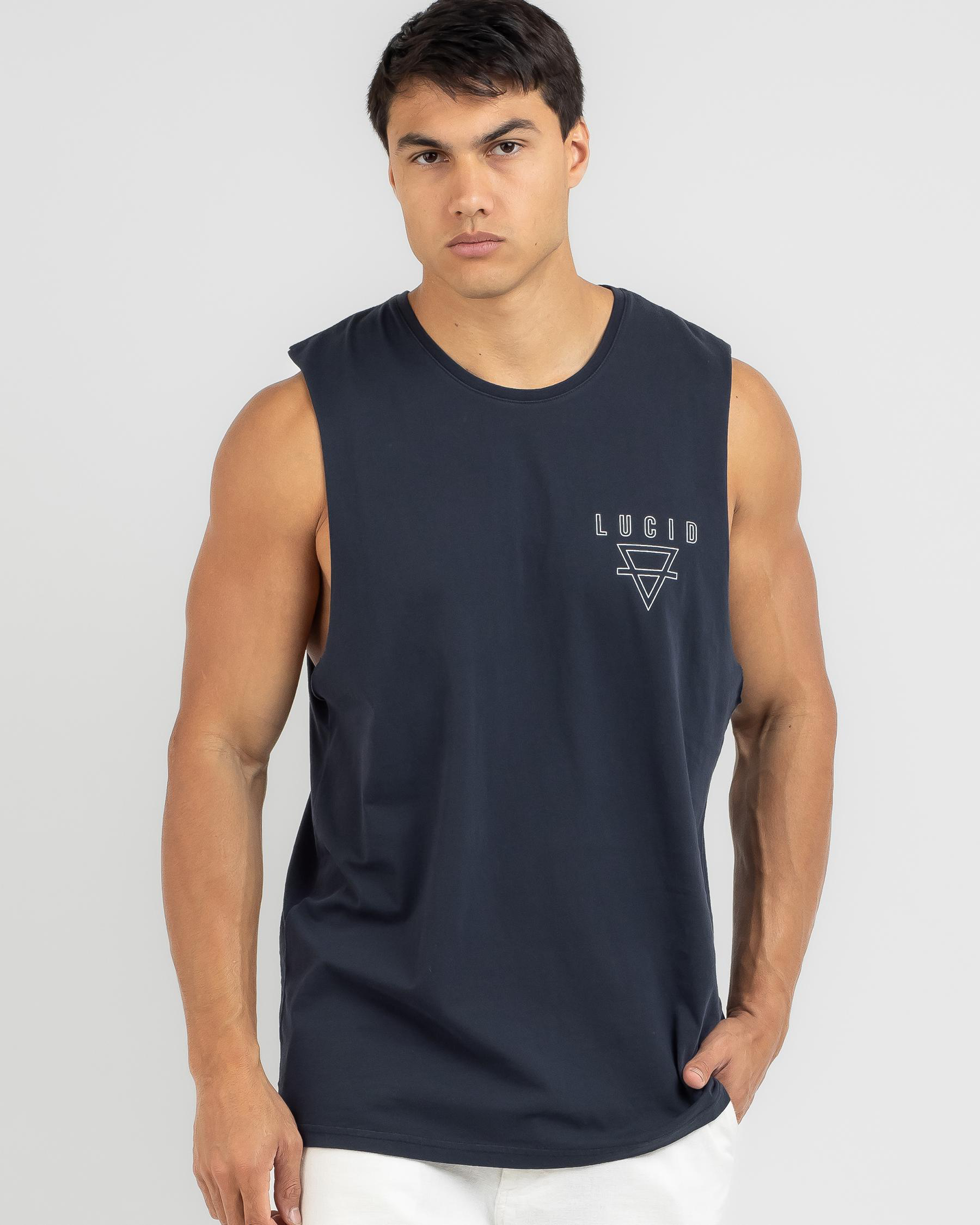 Shop Lucid Absolute Muscle Tank In Washed Navy - Fast Shipping & Easy ...