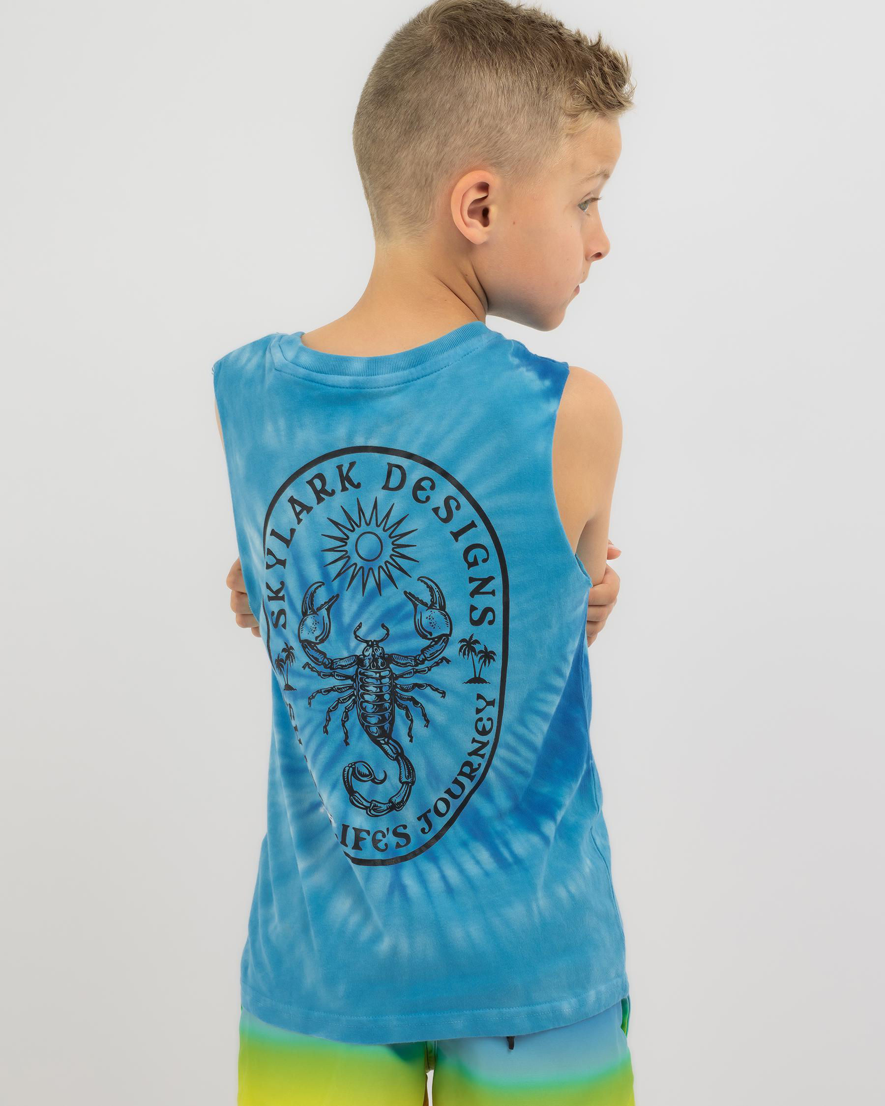 Shop Skylark Toddlers' Stings Muscle Tank In Blue Tie Dye - Fast ...