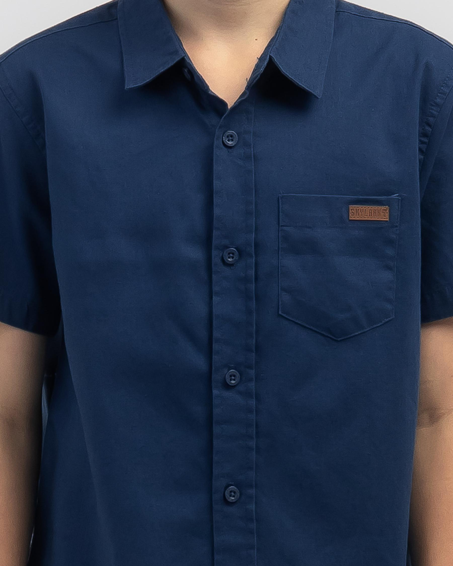 Shop Skylark Boys' Hemp Short Sleeve Shirt In Navy - Fast Shipping ...