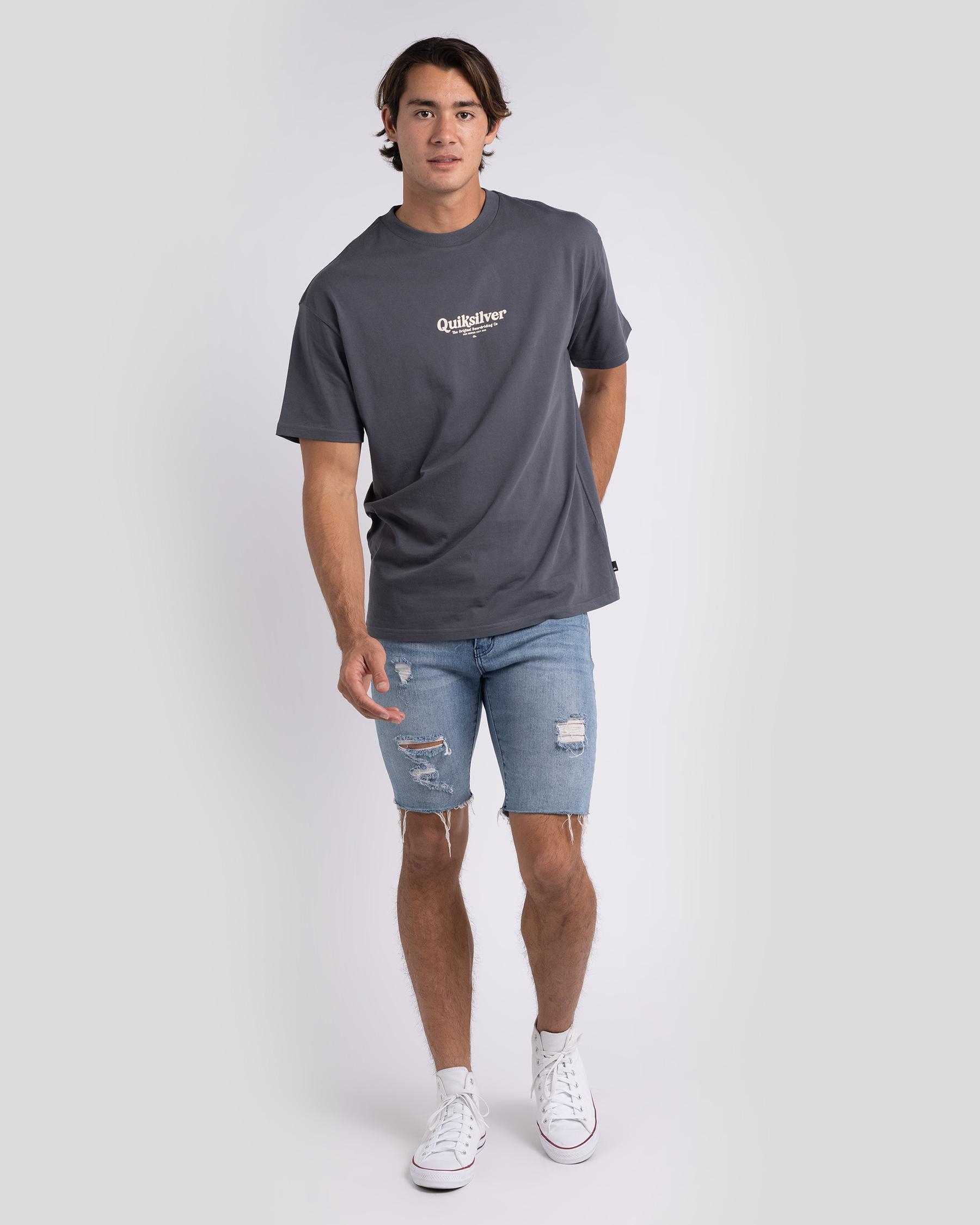 Shop Quiksilver Whitewash T-Shirt In Iron Gate - Fast Shipping & Easy ...