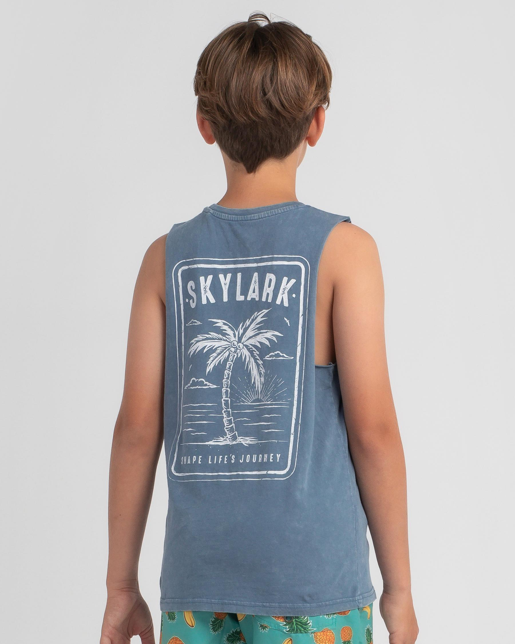 Shop Skylark Boys' Obscure Muscle Tank In Slate Blue Acid - Fast ...