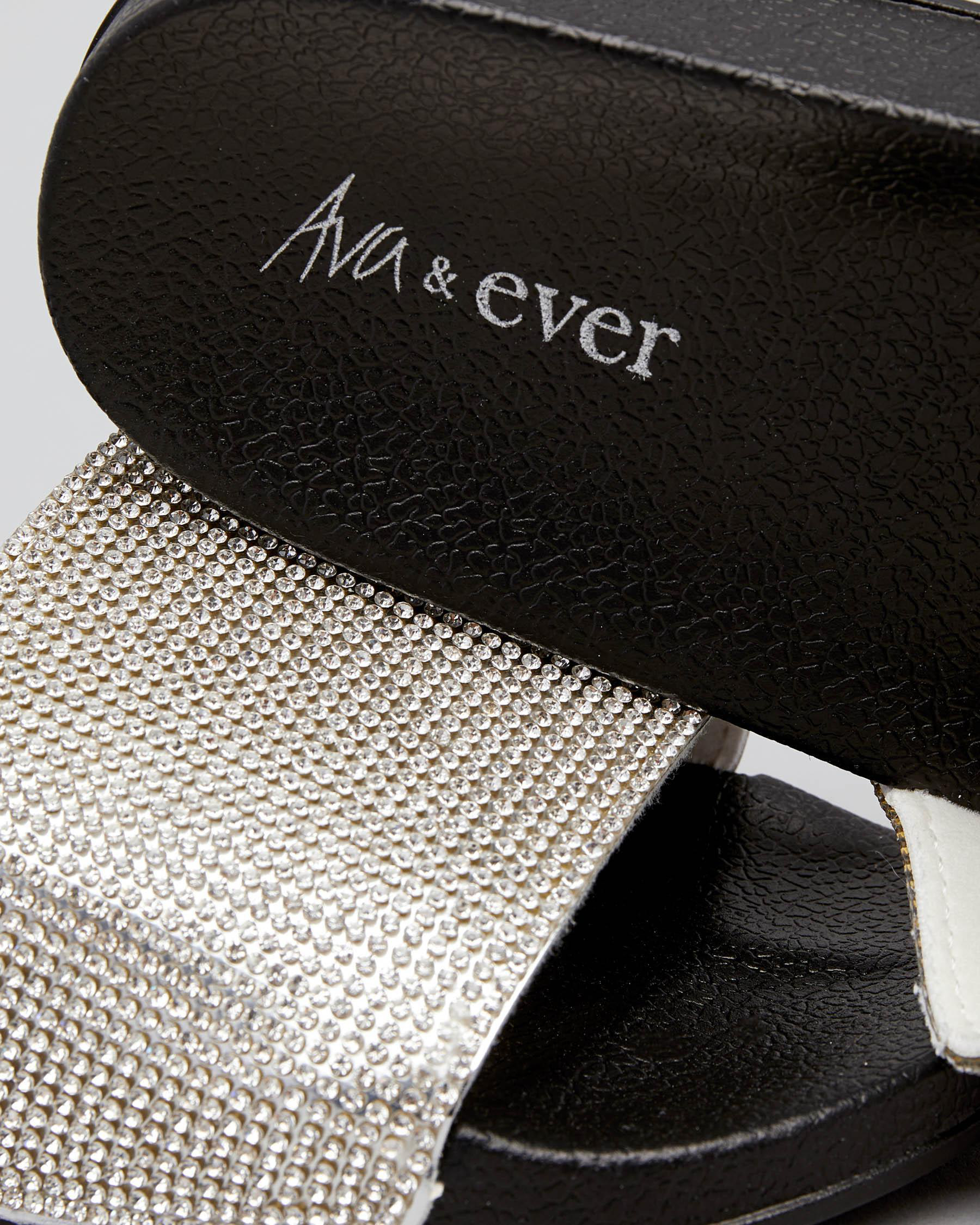 Shop Ava And Ever Girls Jewel Slide Sandals In Silver - Fast Shipping ...