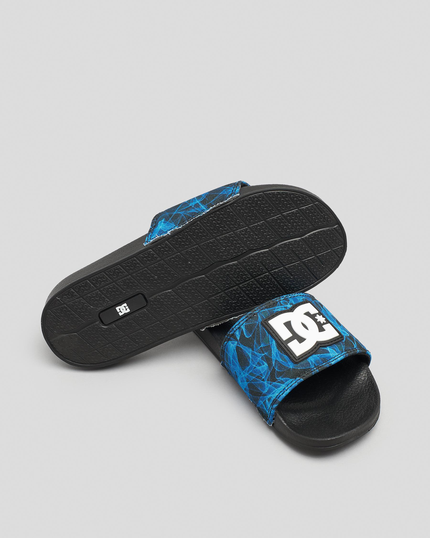Shop DC Shoes Boys' DC Slides In Black/blue - Fast Shipping & Easy ...