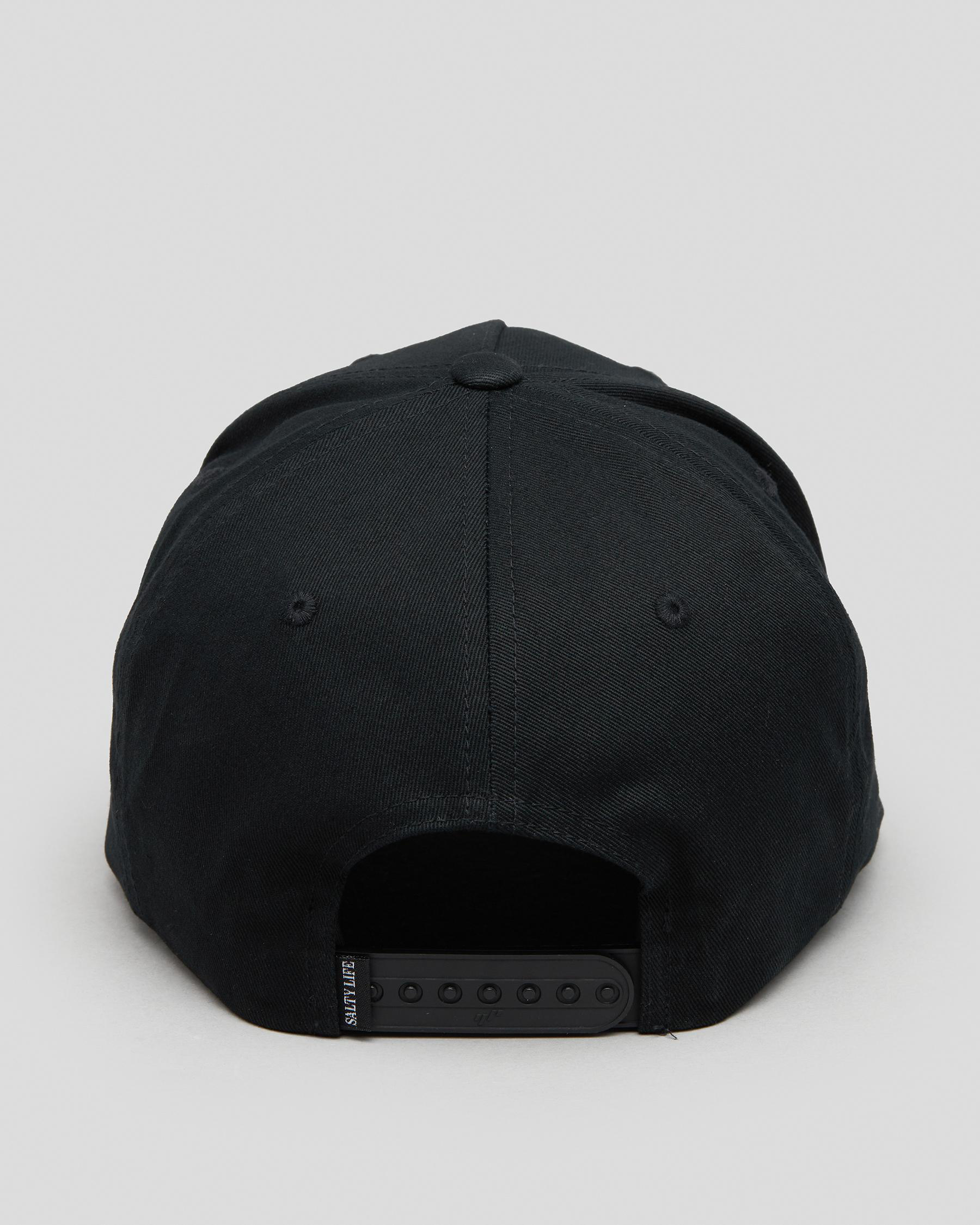 Shop Salty Life Less Thinking Snapback Cap In Black - Fast Shipping ...