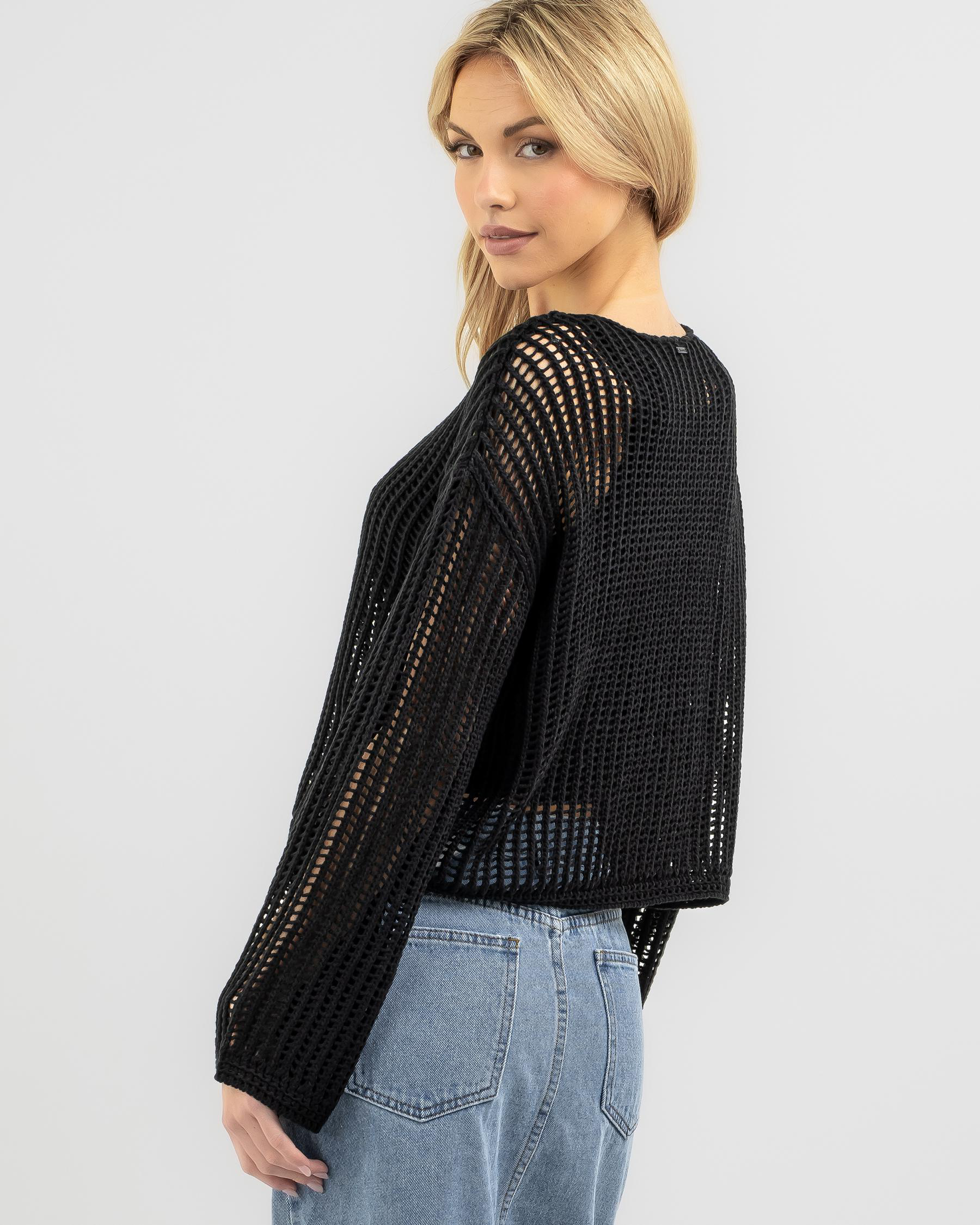 Shop Ava And Ever Alexa Crochet Long Sleeve Top In Black - Fast ...
