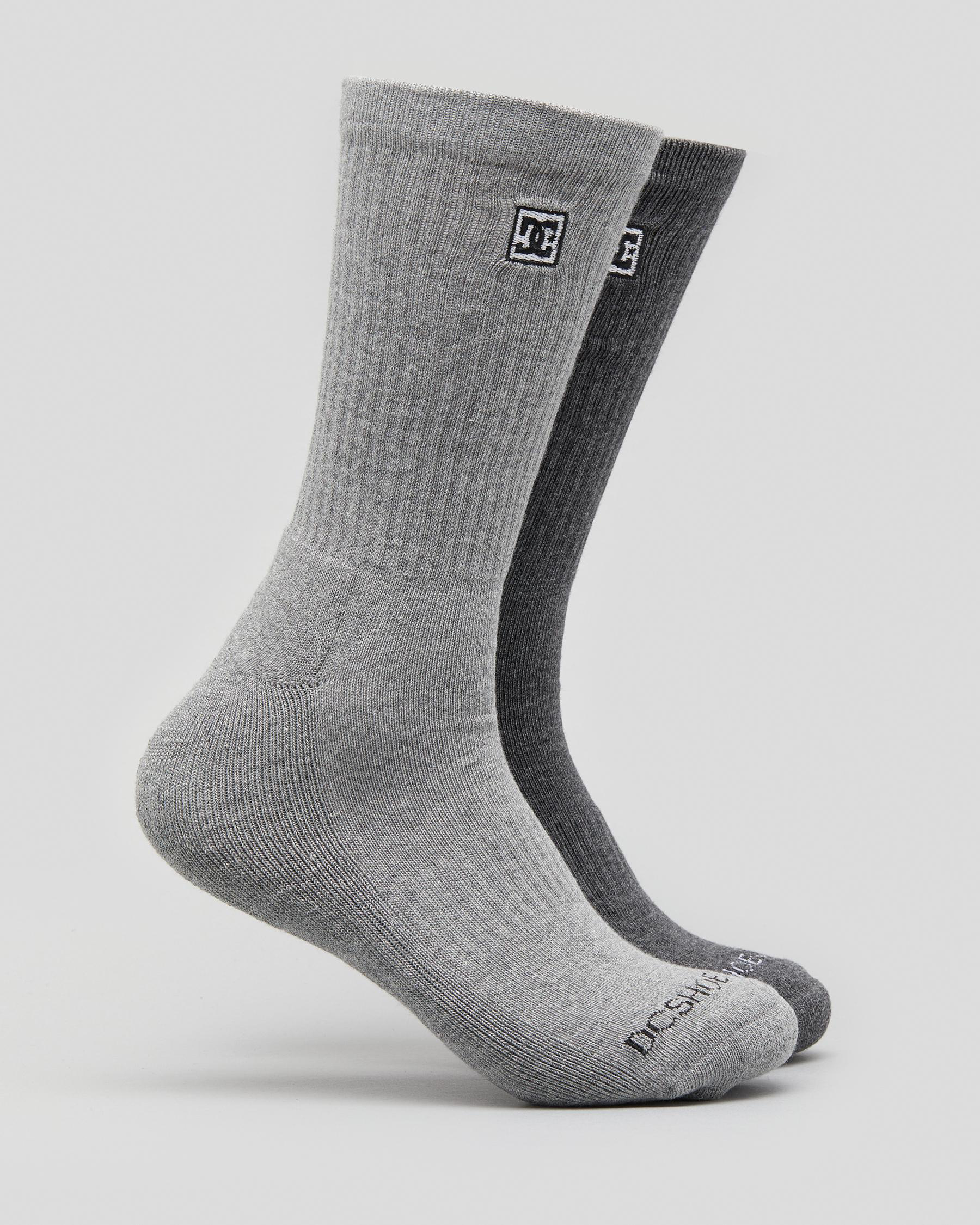 Shop DC Shoes DC Shoe Co Crew Socks 2 Pack In Light Grey Heather - Fast ...