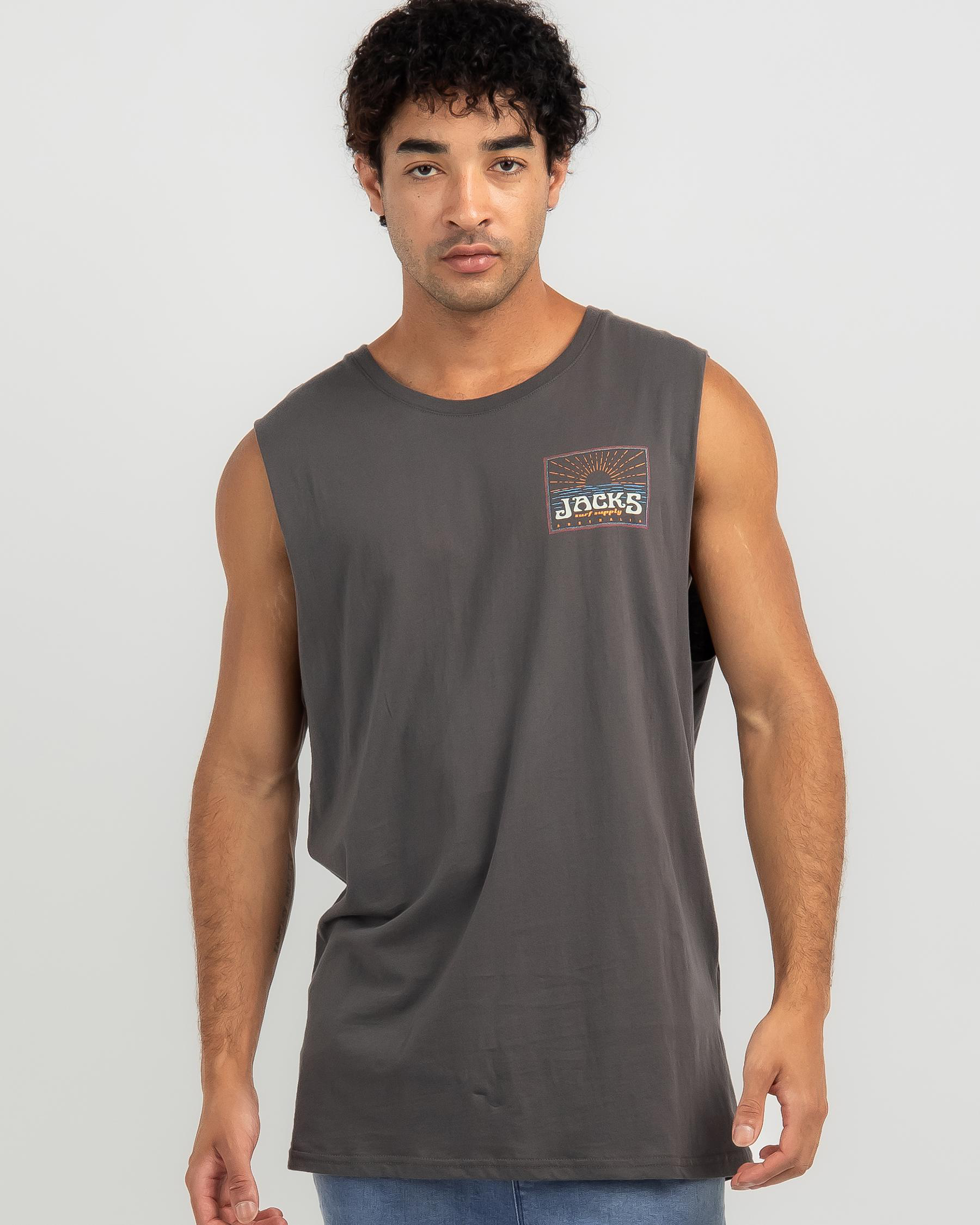 Shop Jacks Wharf Muscle Tank In Charcoal - Fast Shipping & Easy Returns ...