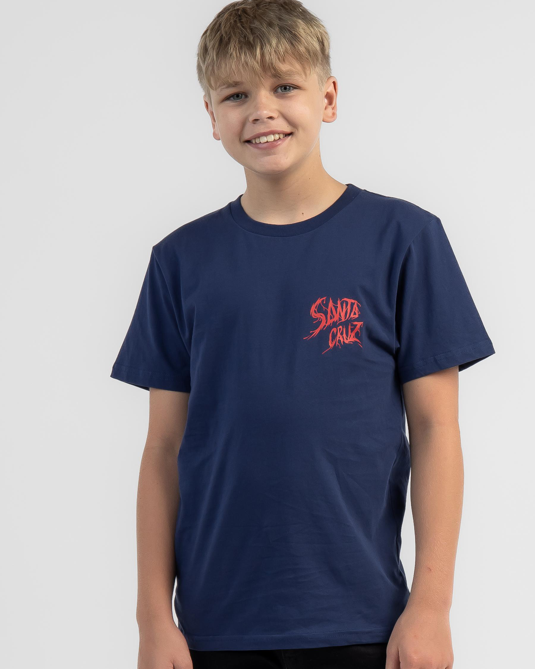 Shop Santa Cruz Boys' Wolf Slasher T-Shirt In Navy - Fast Shipping ...