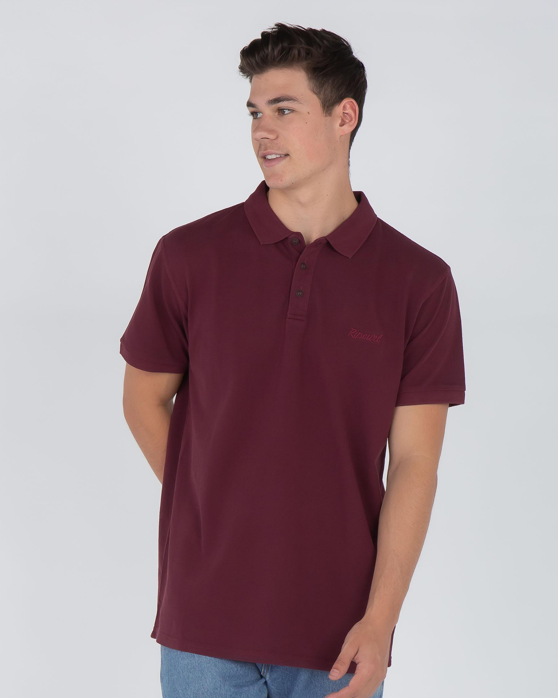Shop Rip Curl Faded Polo Shirt In Maroon - Fast Shipping & Easy Returns ...