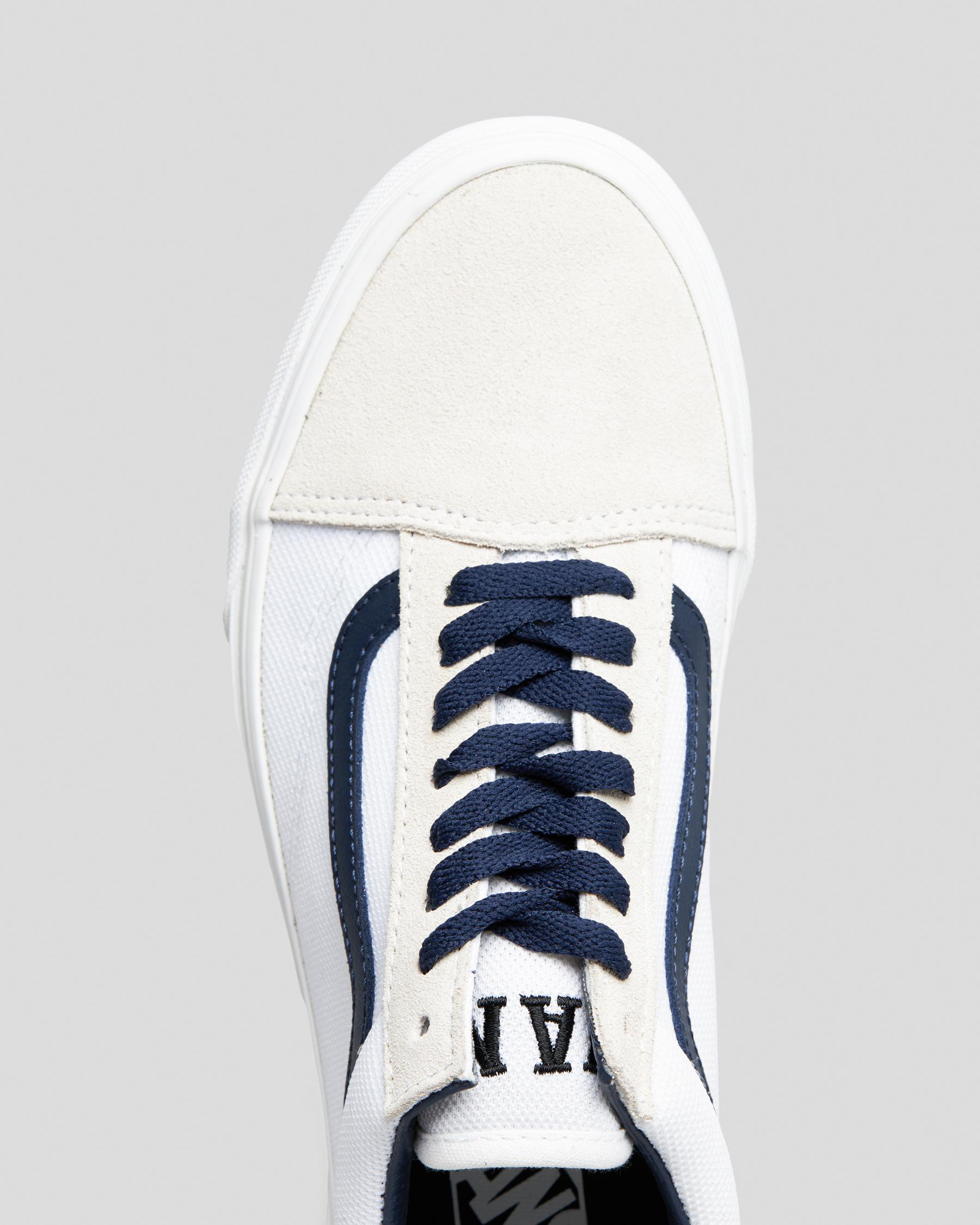 Shop Vans Womens Old Skool Shoes In Vans Club White/navy - Fast ...