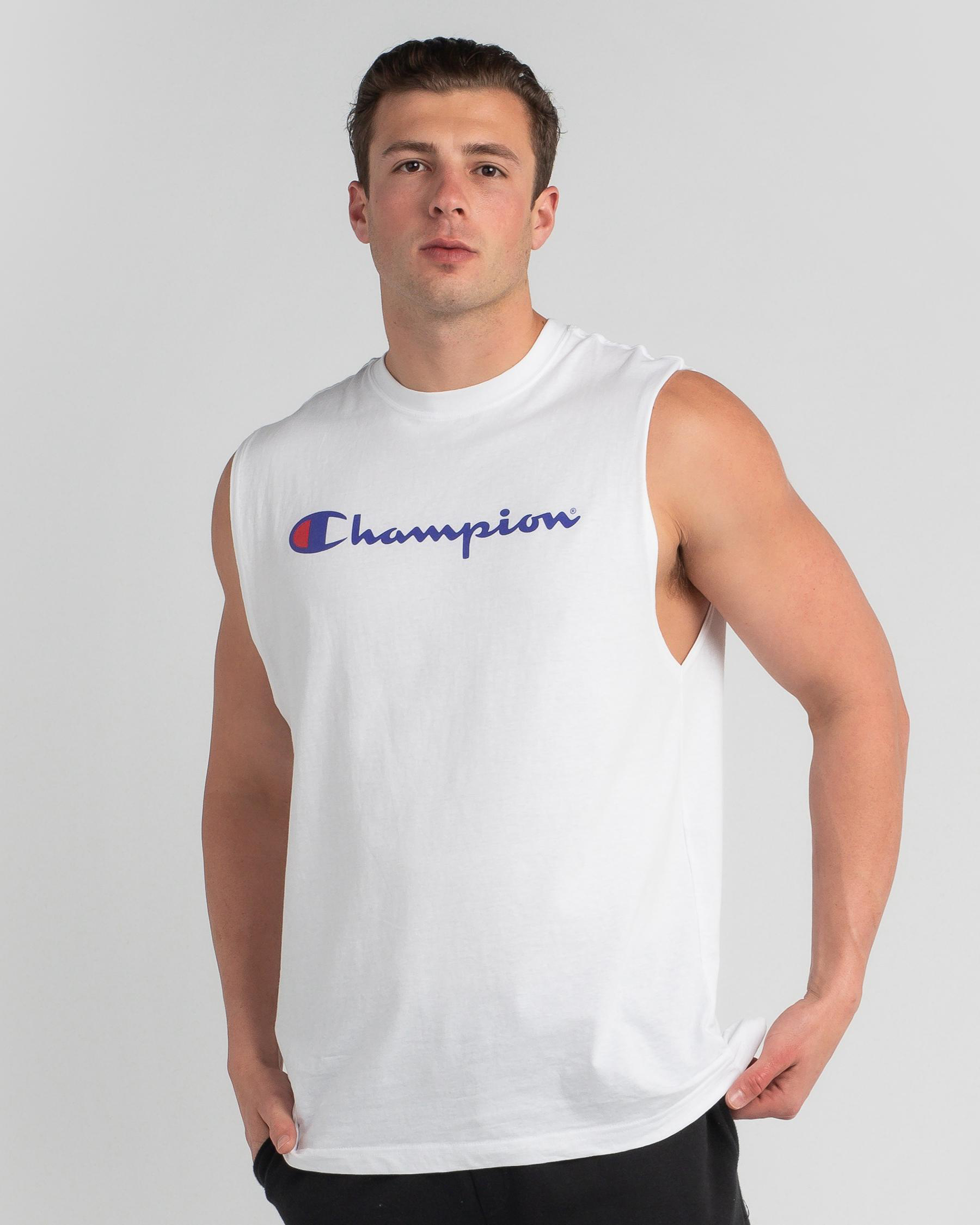 Shop Champion Logo Muscle Tank In White - Fast Shipping & Easy Returns ...