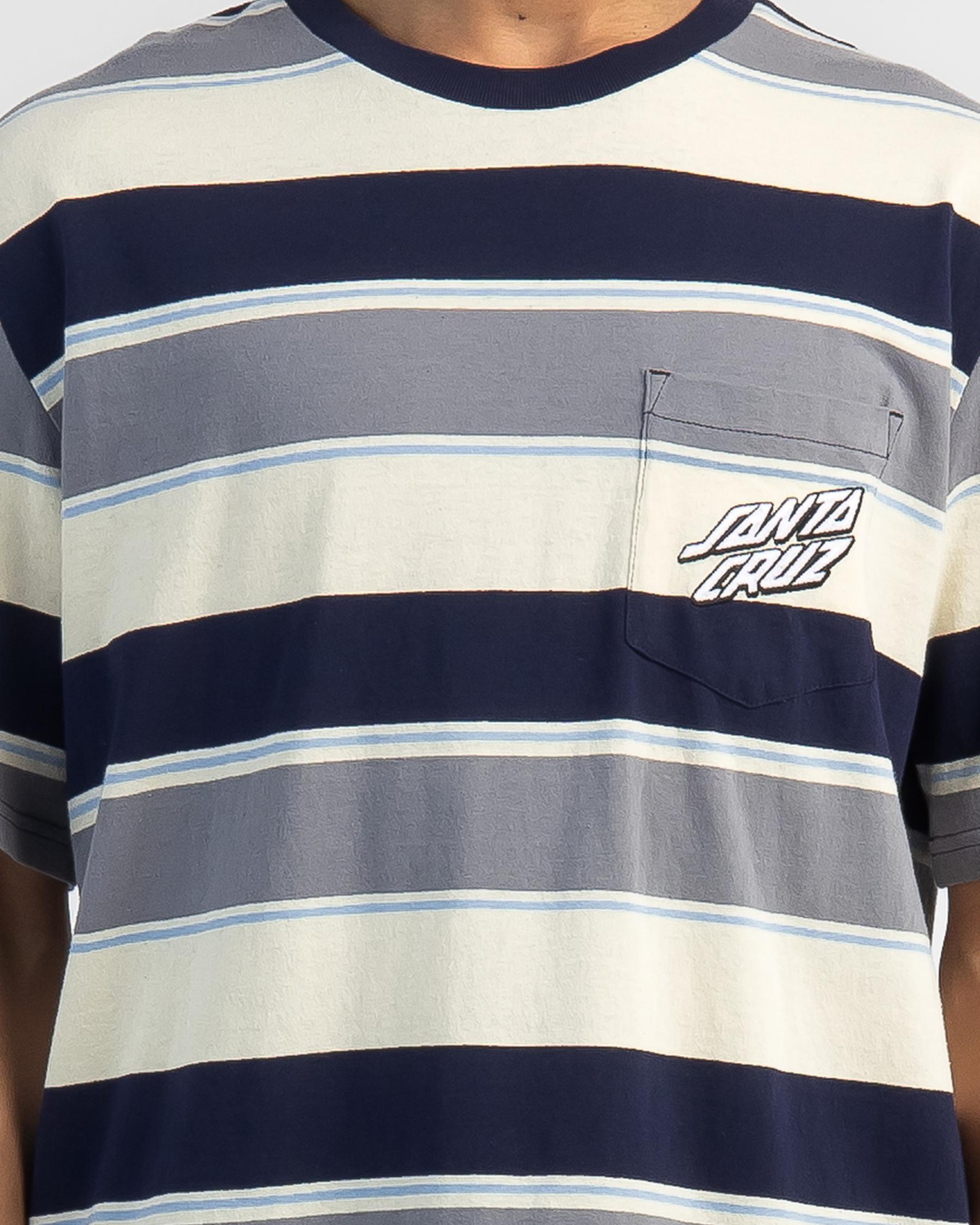 Shop Santa Cruz Oval Pocket Strip Yarn Dye T-Shirt In Grey Stripe ...