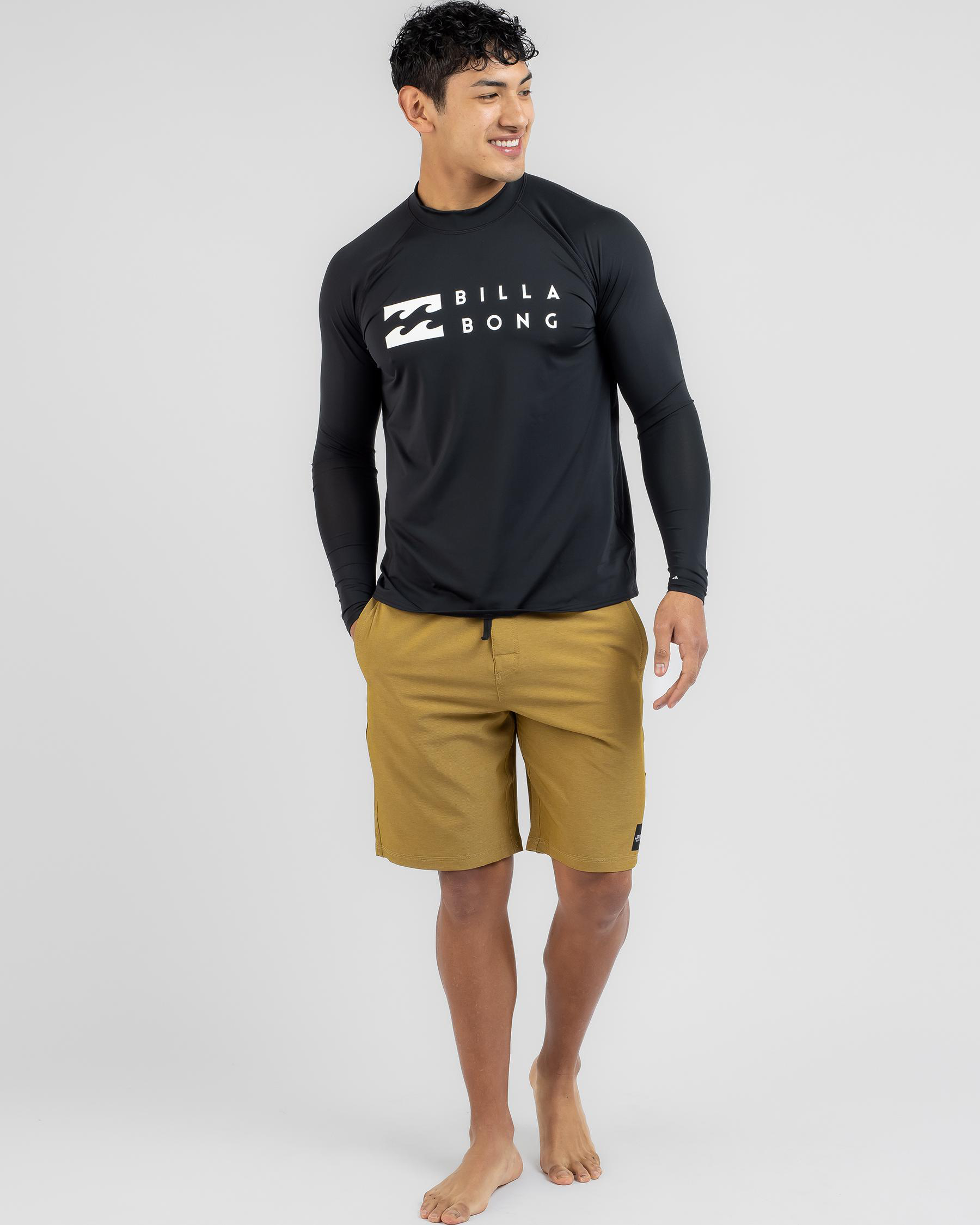 Shop Billabong Union Long Sleeve Rash Vest In Black - Fast Shipping ...