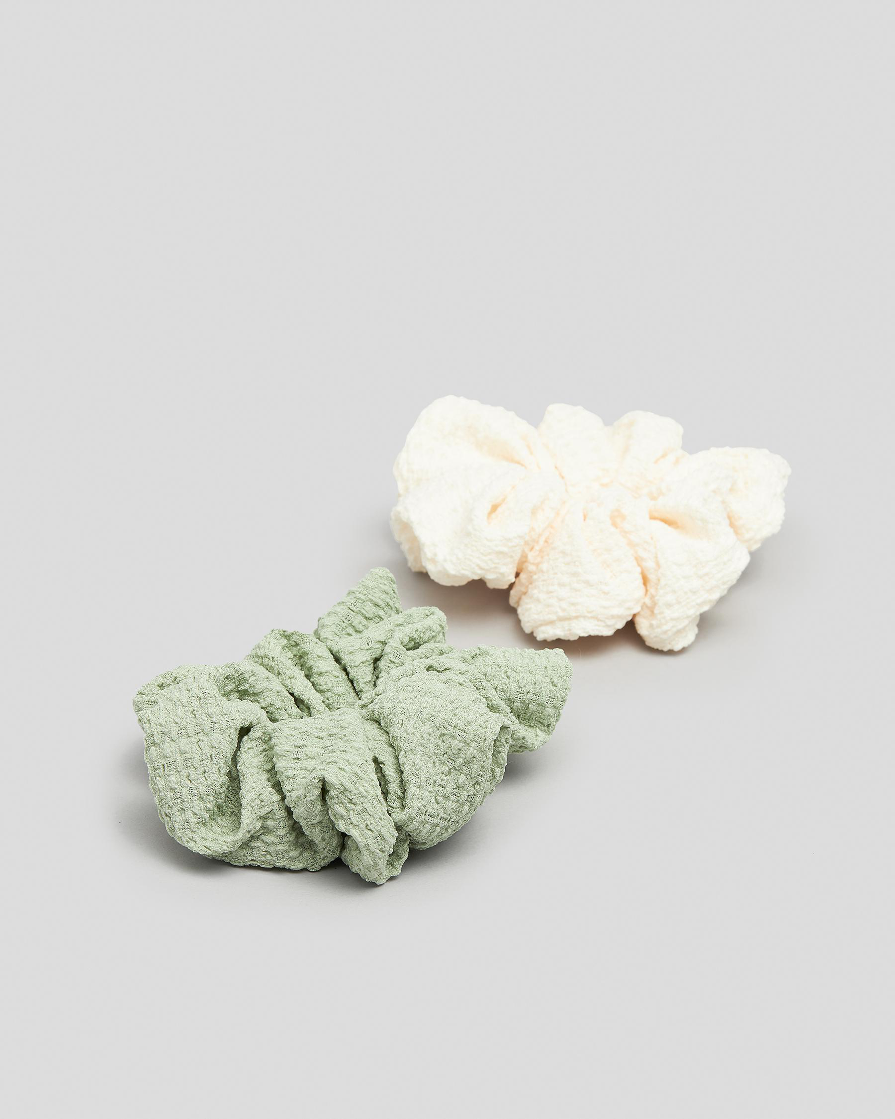Shop Karyn In LA Heather Large Scrunchie Pack In Sage/ecru - Fast ...