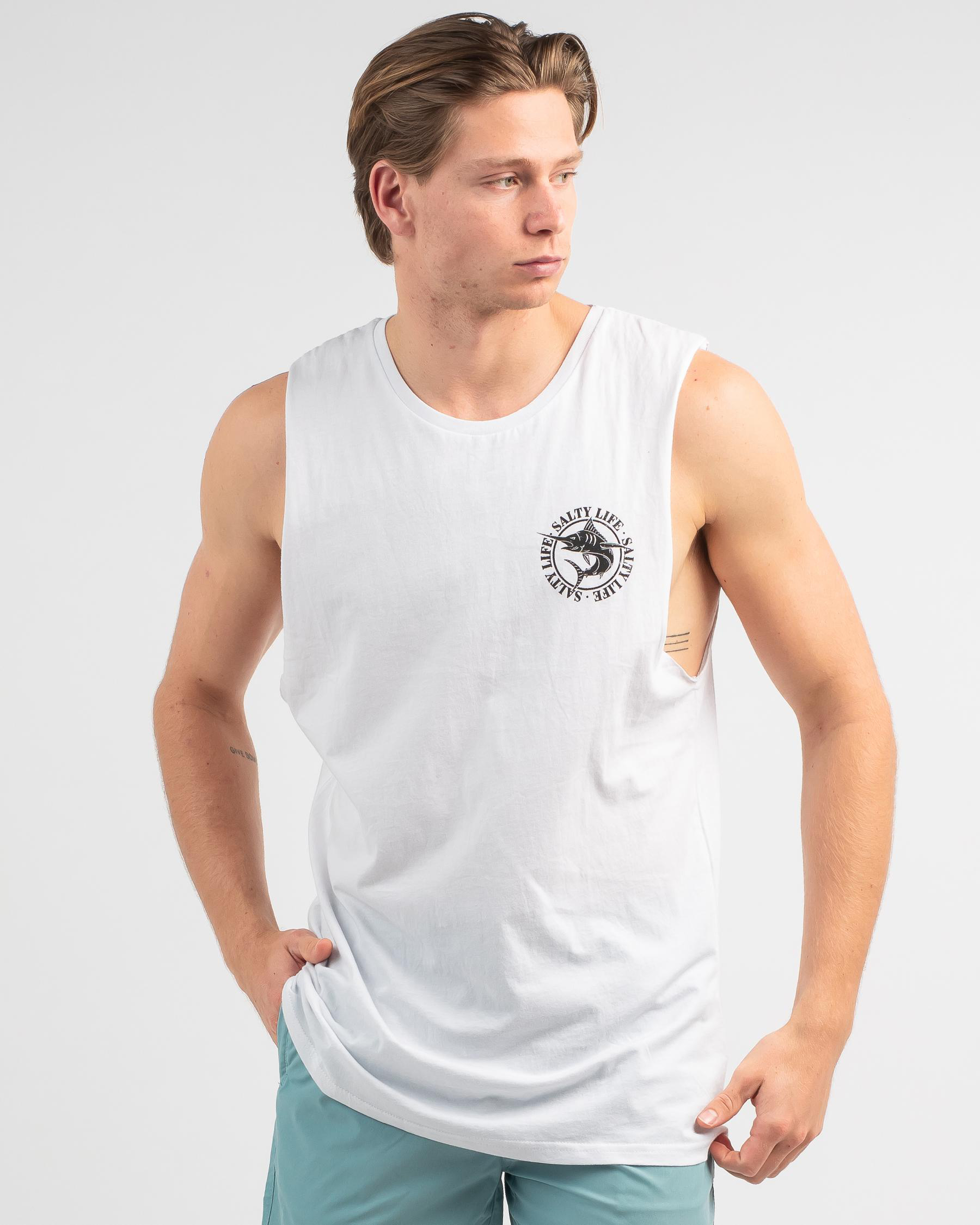 Shop Salty Life Endure Muscle Tank In White - Fast Shipping & Easy ...