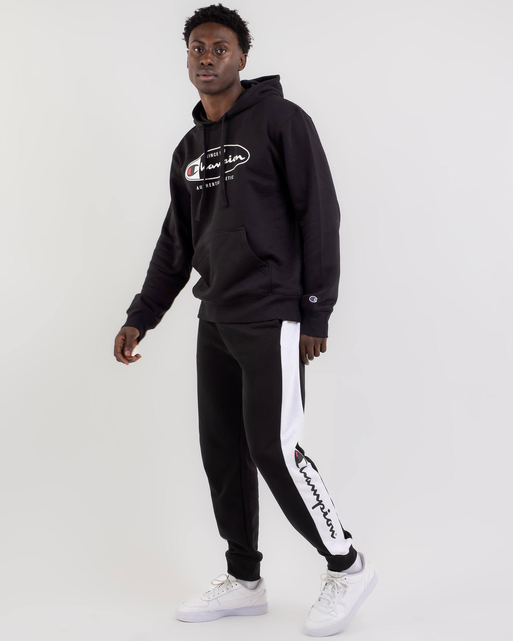 Shop Champion Panel Track Pants In Black/white - Fast Shipping & Easy ...