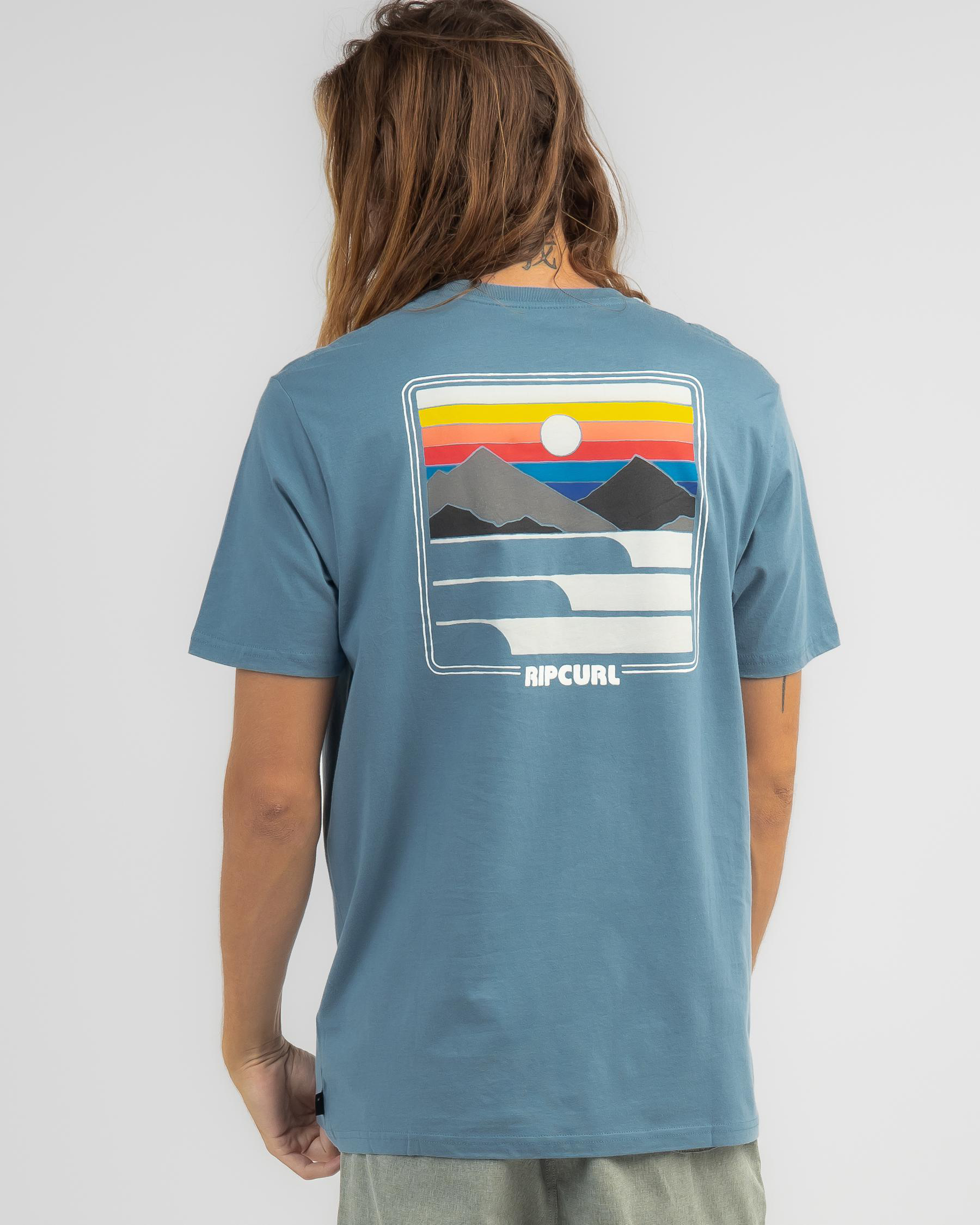 Shop Rip Curl Surf Revival Sunset T-Shirt In Dusty Blue - Fast Shipping ...