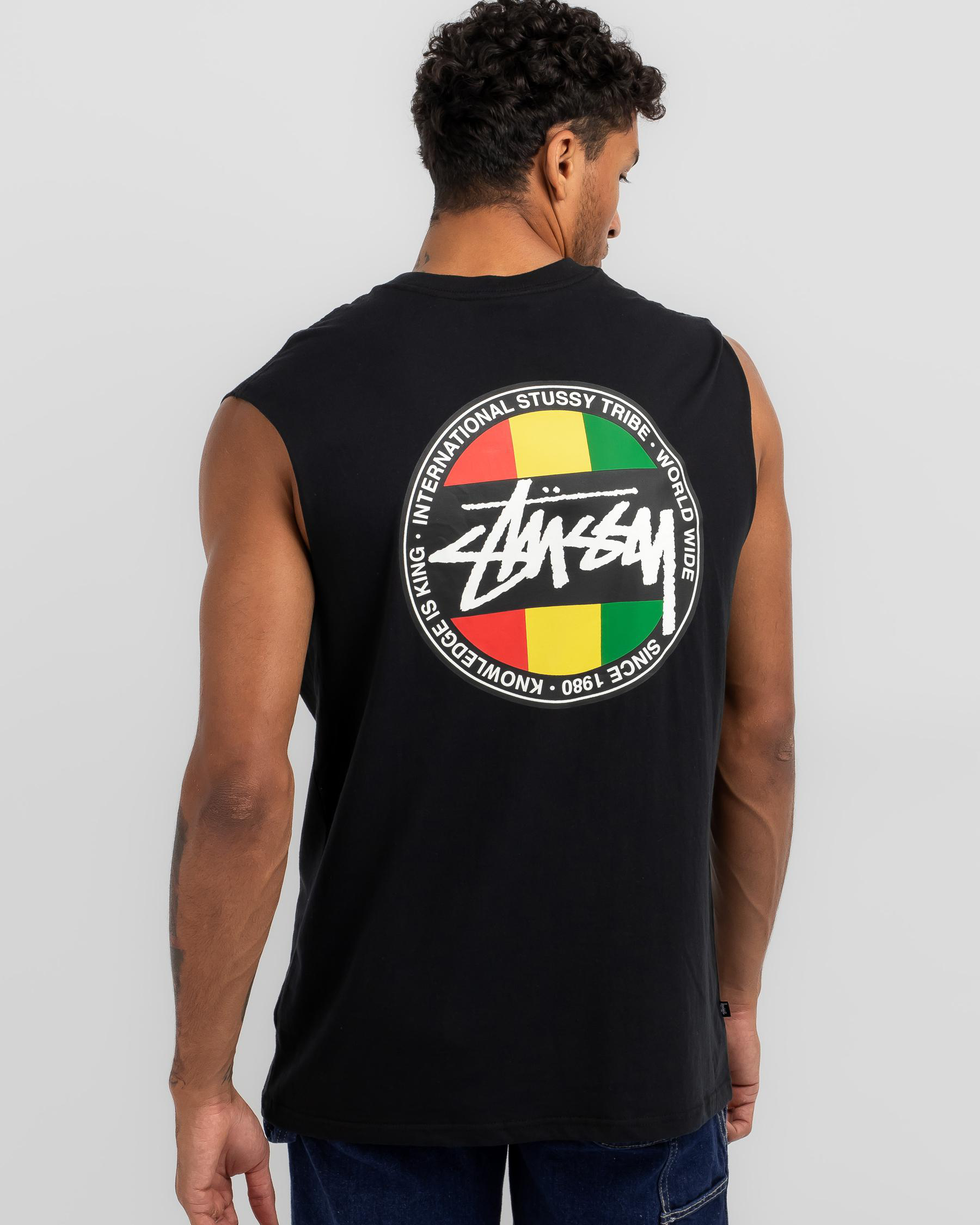 Shop Stussy Rasta dot Muscle Tank In Black - Fast Shipping & Easy ...
