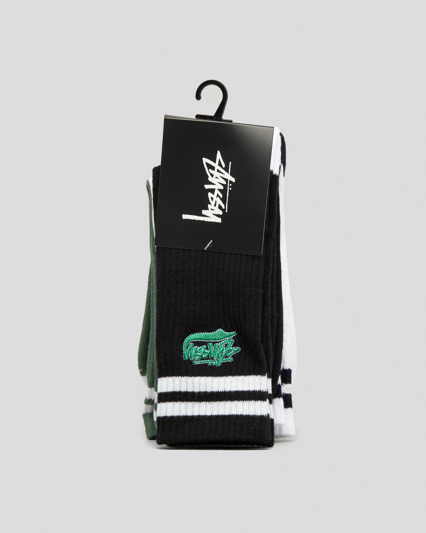 Shop Stussy Slugger Stripe Socks 3 Pack In Multi - Fast Shipping & Easy ...