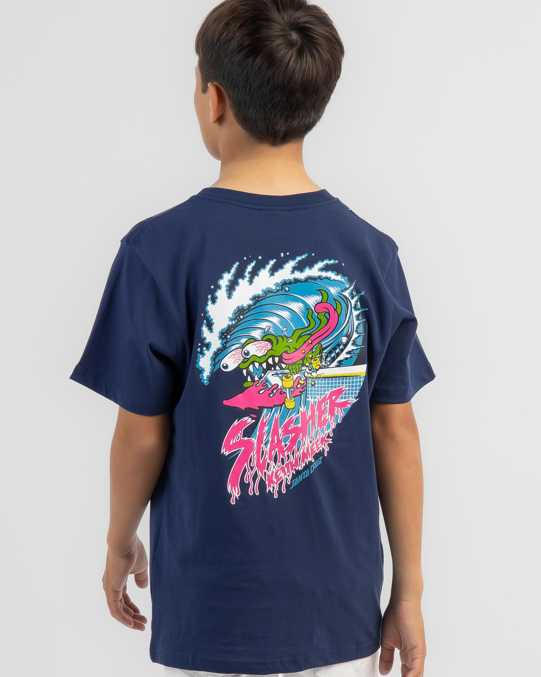 Shop Santa Cruz Boys' Wave Slasher T-Shirt In Navy - Fast Shipping ...