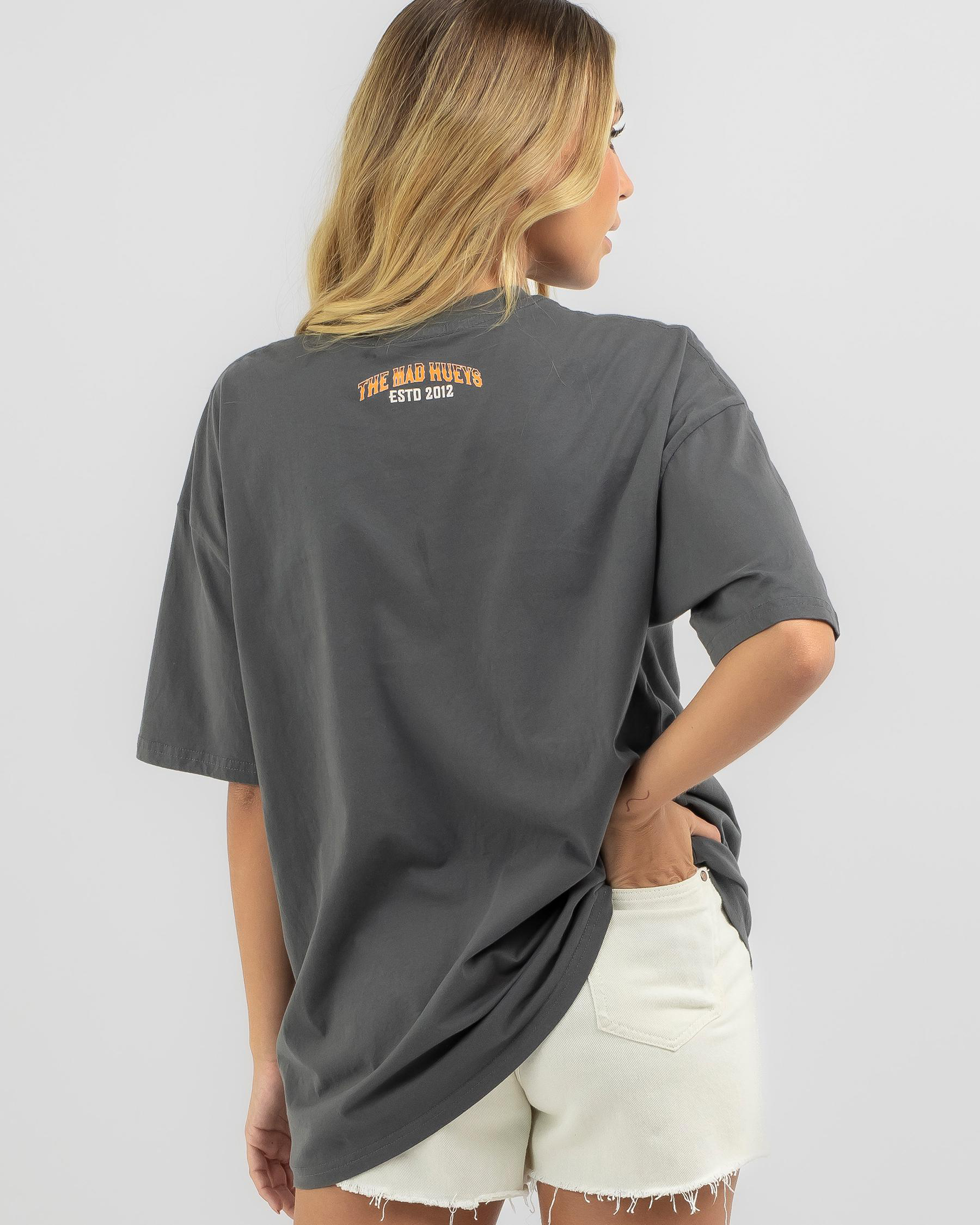 Shop The Mad Hueys Full Throttle Oversized Tee In Charcoal - Fast ...
