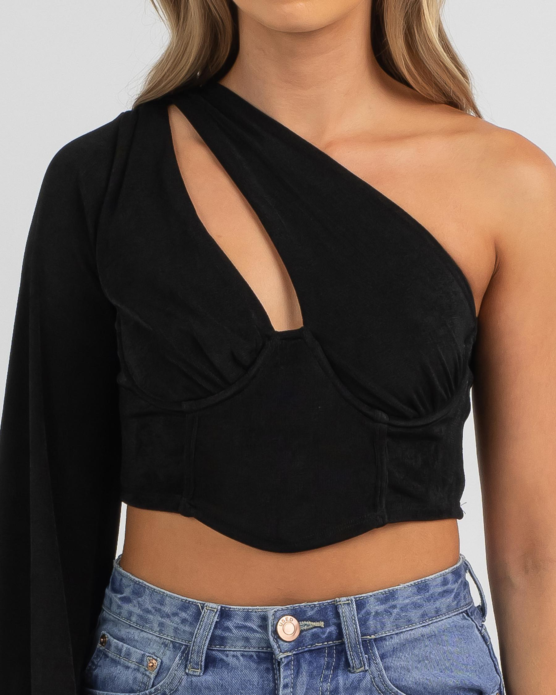 Shop Alice Elle Sheer Glow Top In Black - Fast Shipping & Easy Returns ...
