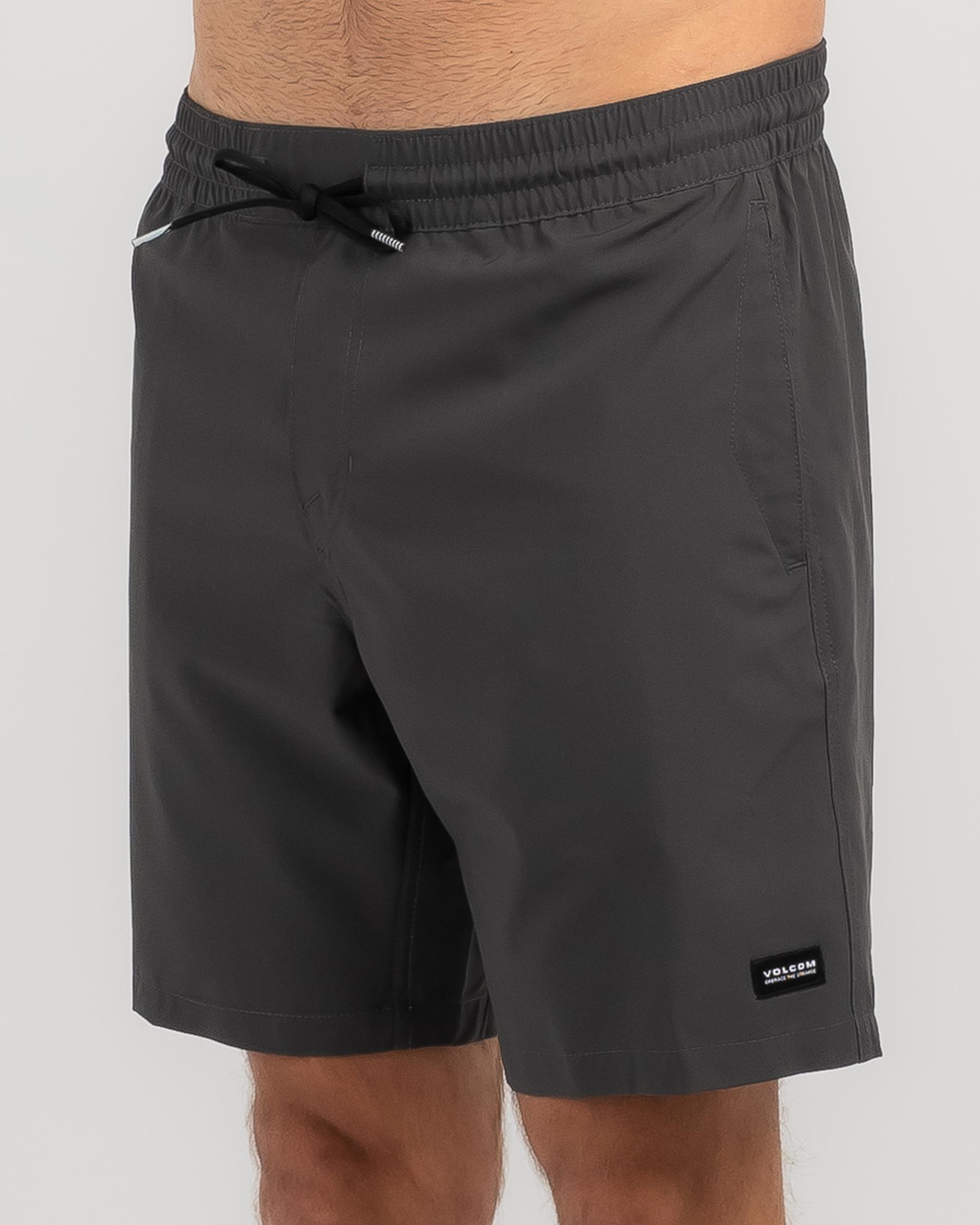 Shop Volcom Stones Hybrid Elastic Waist Shorts In Asphalt - Fast ...