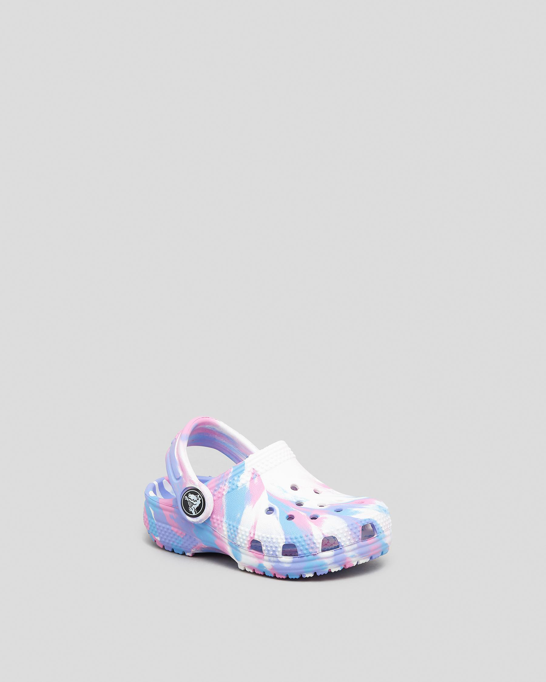 Shop Crocs Toddlers' Classic Marble Clogs In White/pink - Fast Shipping ...